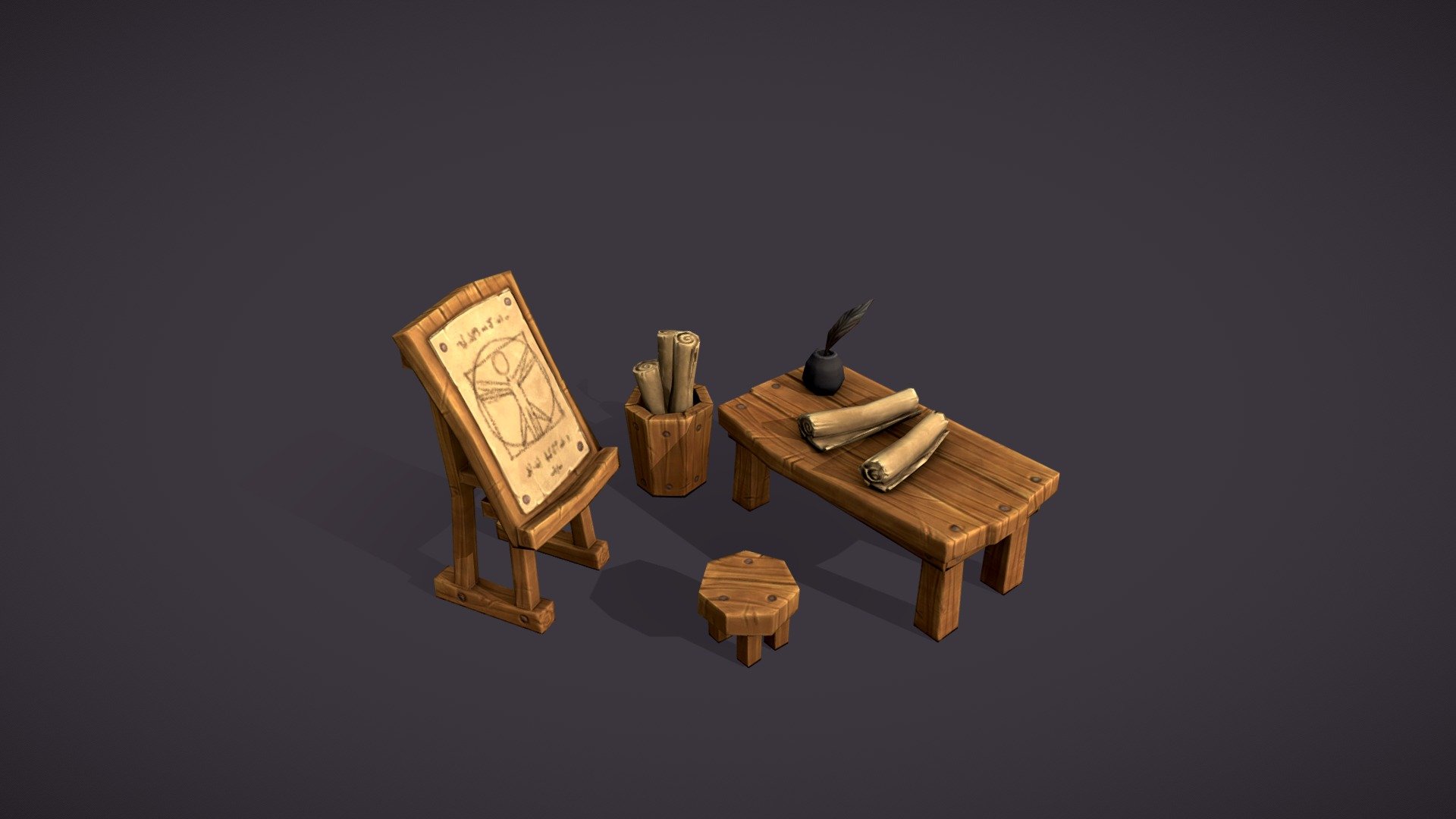 Research desk - 3D model by cattleya [de44c0a] - Sketchfab