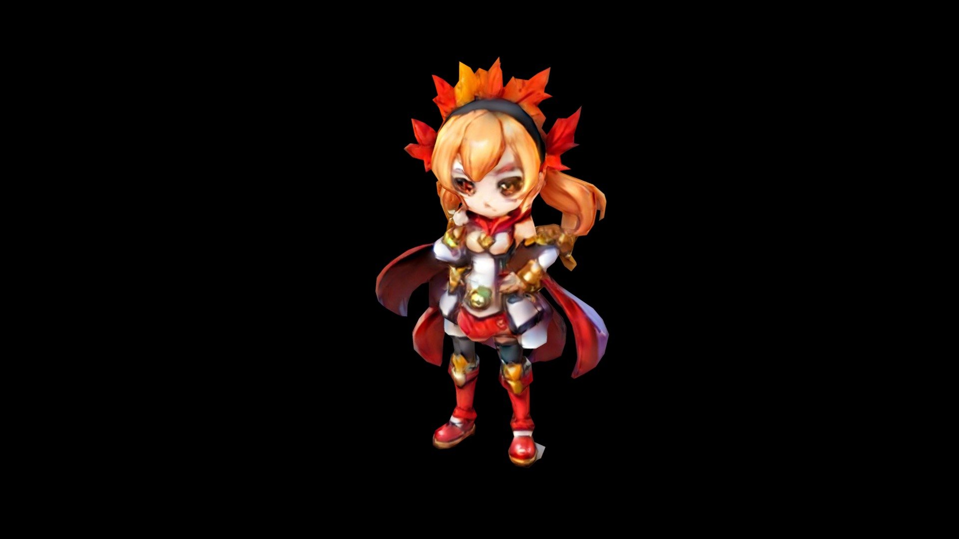 A chibi character with blonde hair and maple lea - Download Free 3D ...
