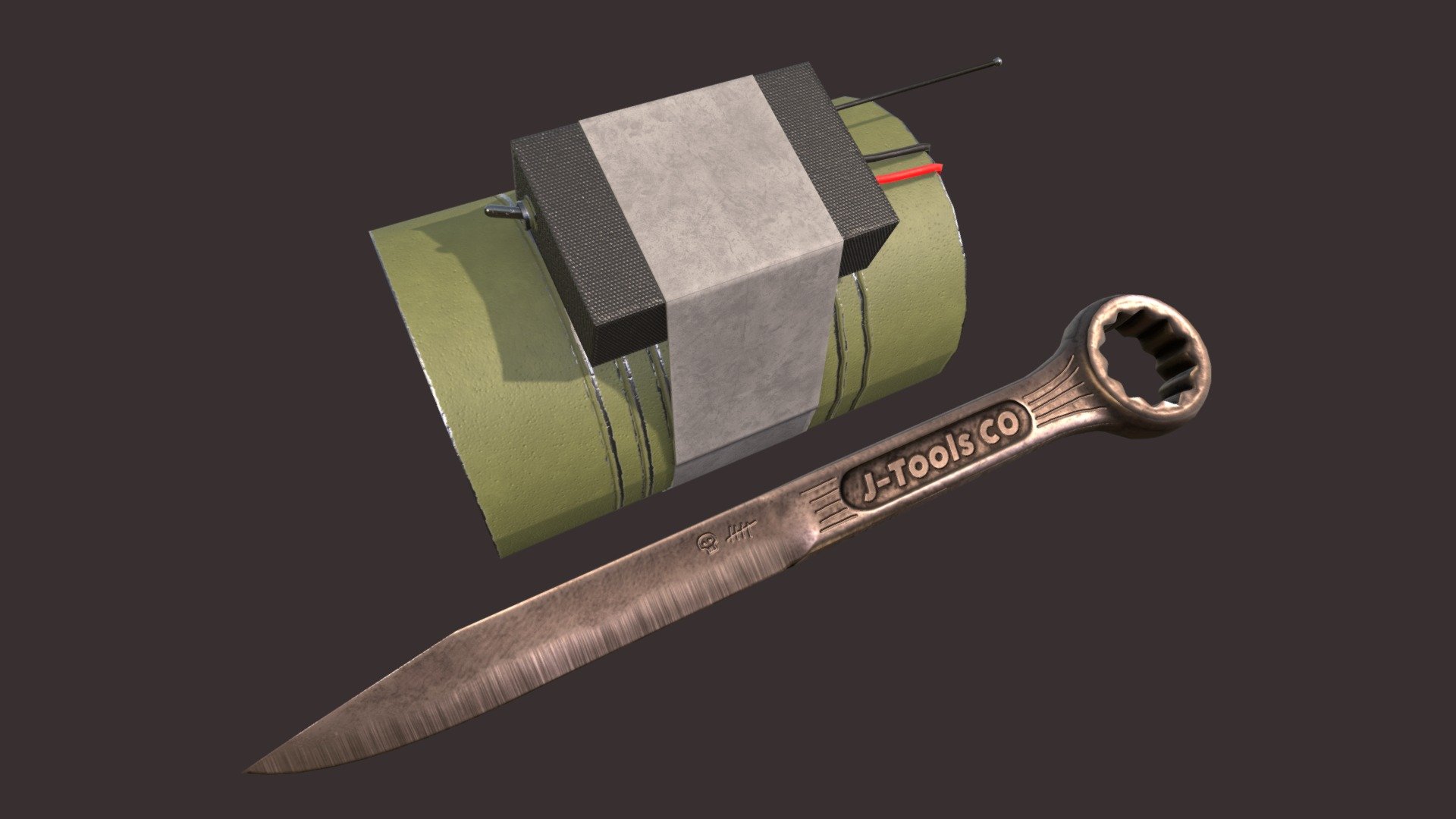 Spanner Shiv & Tin Can bomb - 3D model by Lepakko [de622b6] - Sketchfab