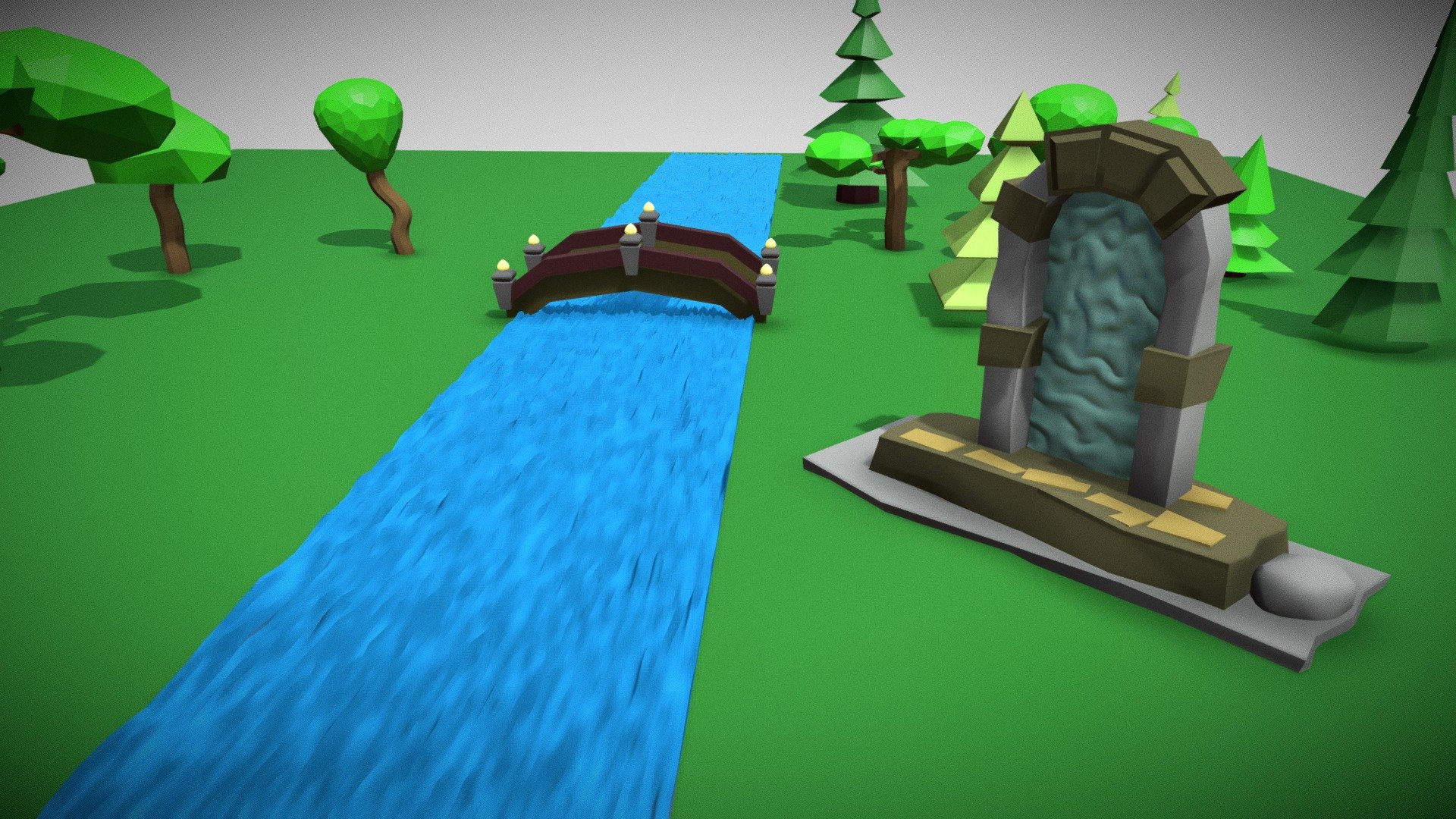 Stylized low-poly forest scene with a portal - Download Free 3D model ...
