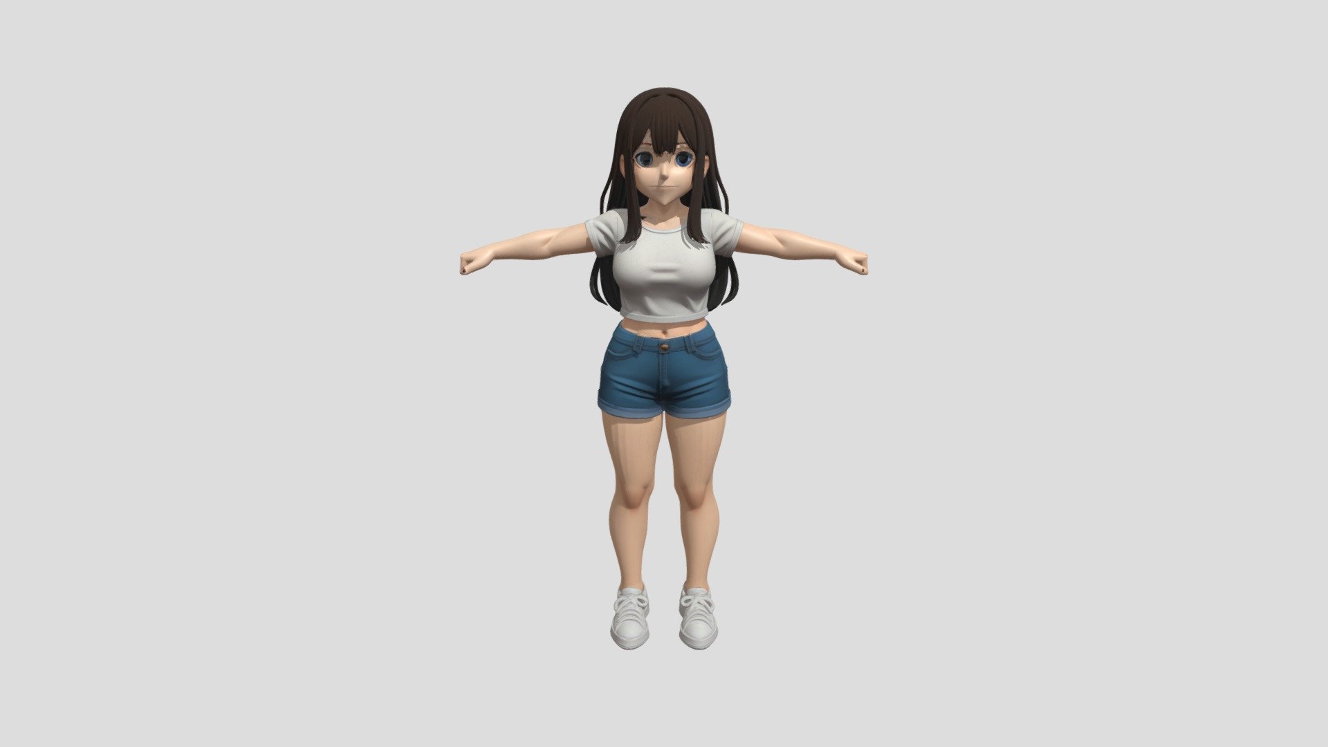 Anime Girl 3D Model - Casual T-Pose Character - Download Free 3D model ...