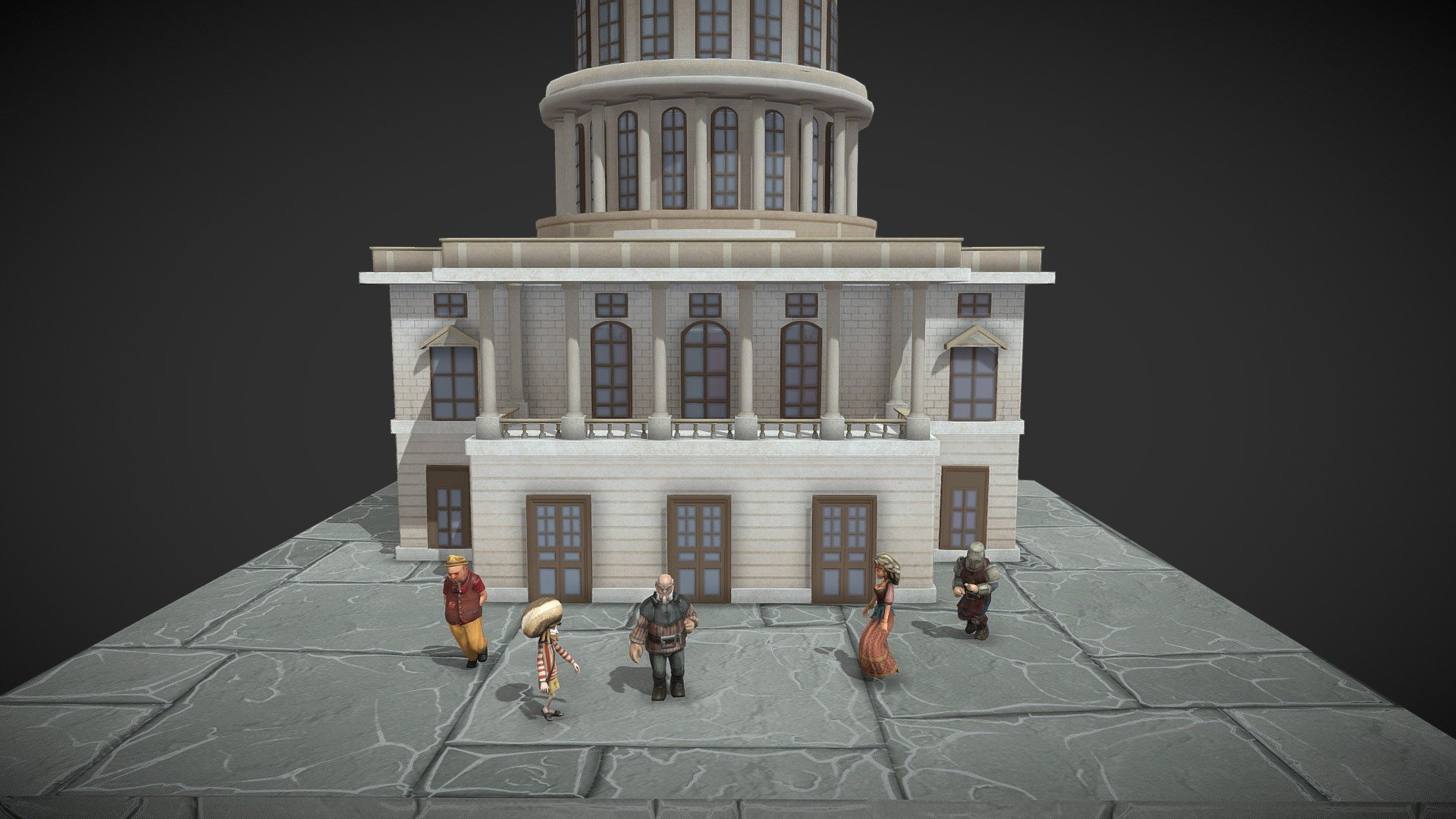 USA Capitol Building with Animated Characters - 3D model by ...