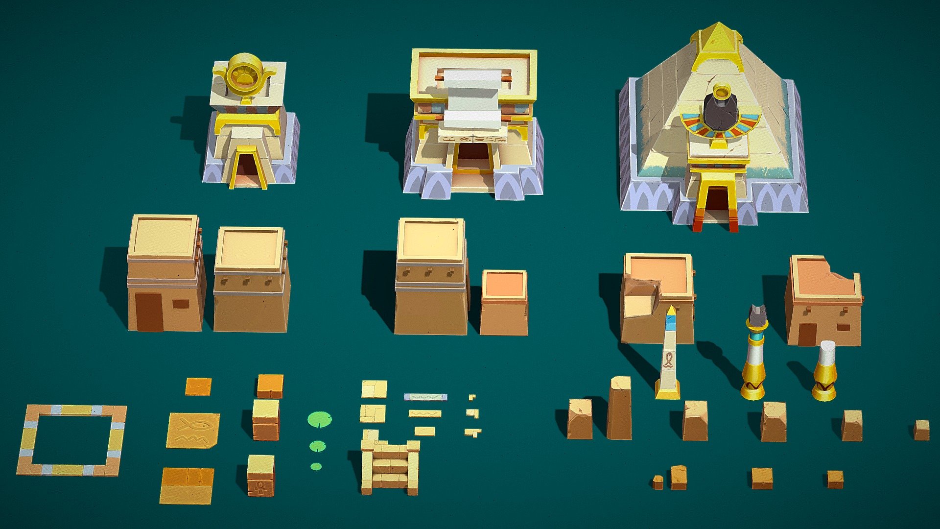 Environment Pack - Egypt Props - Download Free 3D model by PolyOne Studio (@polyone) [de7fc19 ...