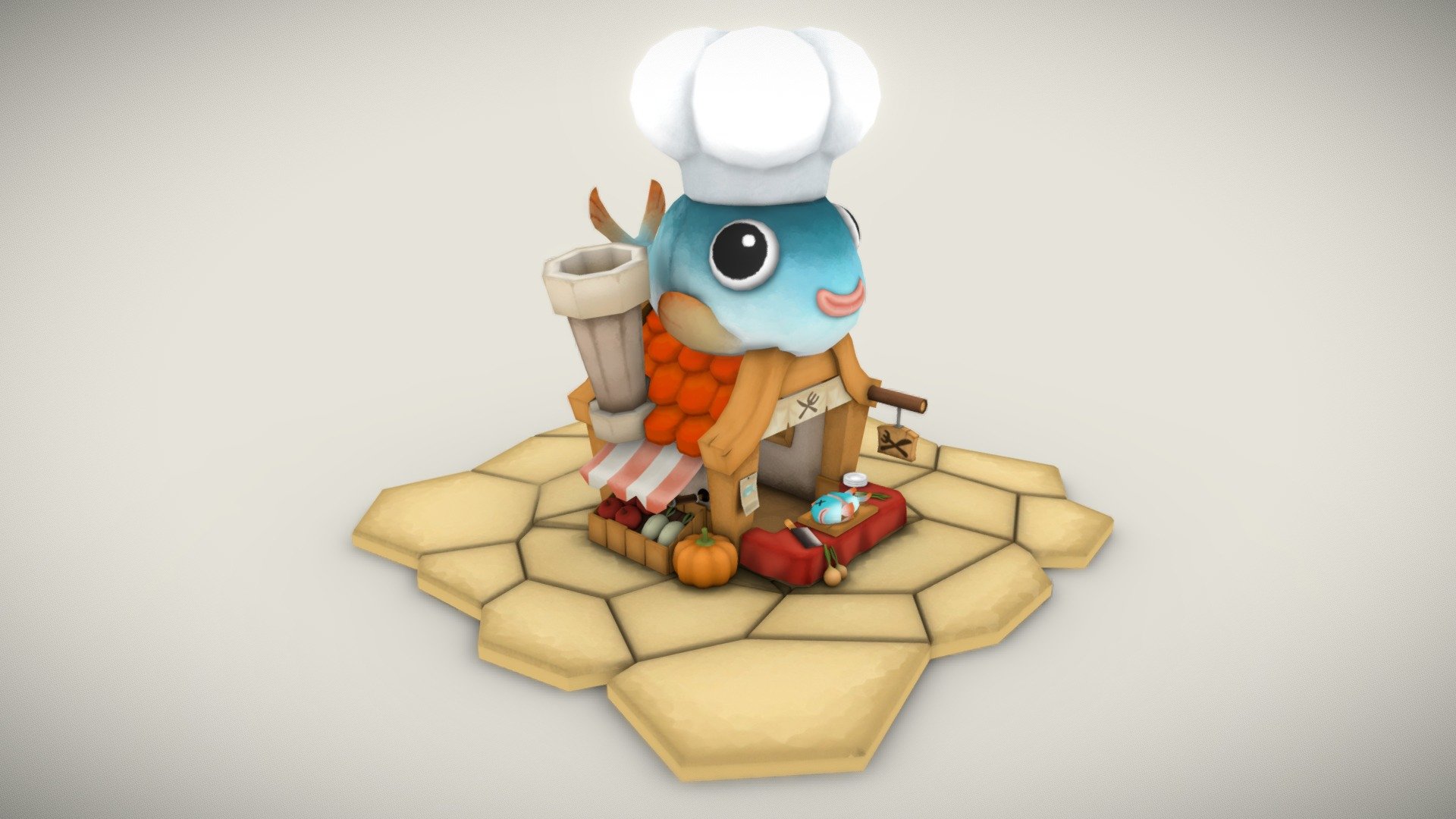 Fish Shop Building - 3D model by Octopple [de8176e] - Sketchfab