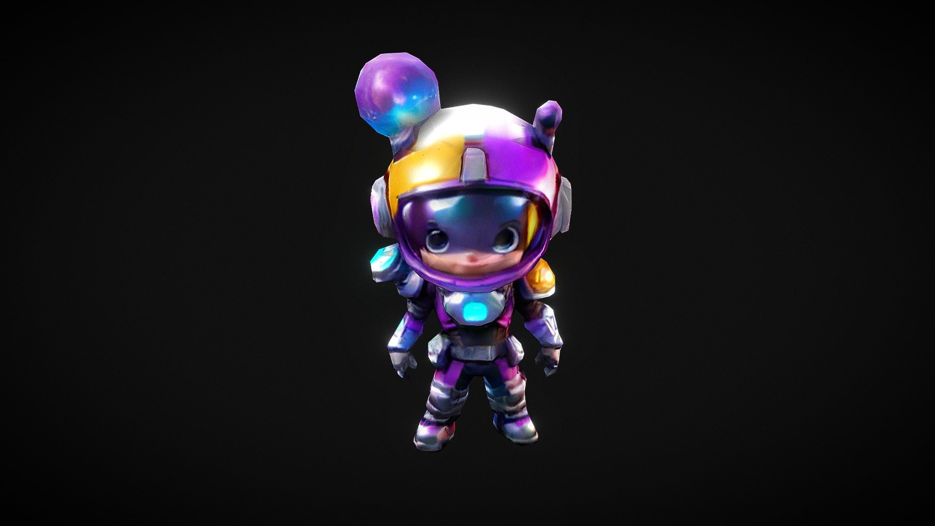 Bright and colorful animated character with purp - Download Free 3D ...