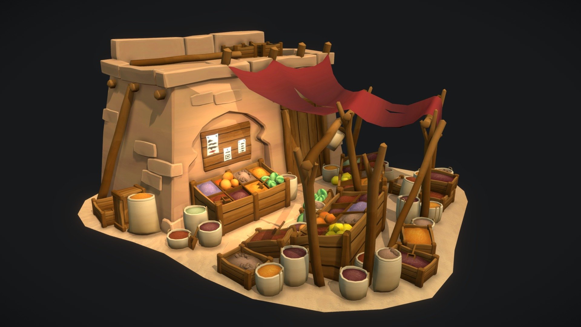 Stylized market - 3D model by Ivo (@ivohemmink) [de960ee] - Sketchfab