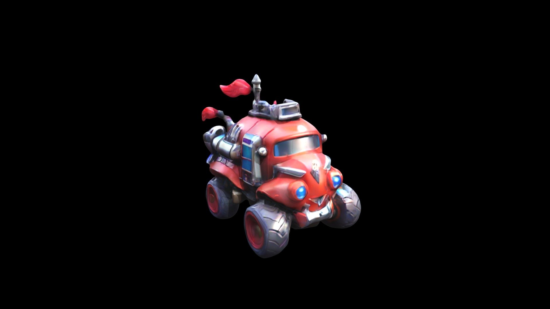 Two cartoon-style vehicles colored red and orang - Download Free 3D ...