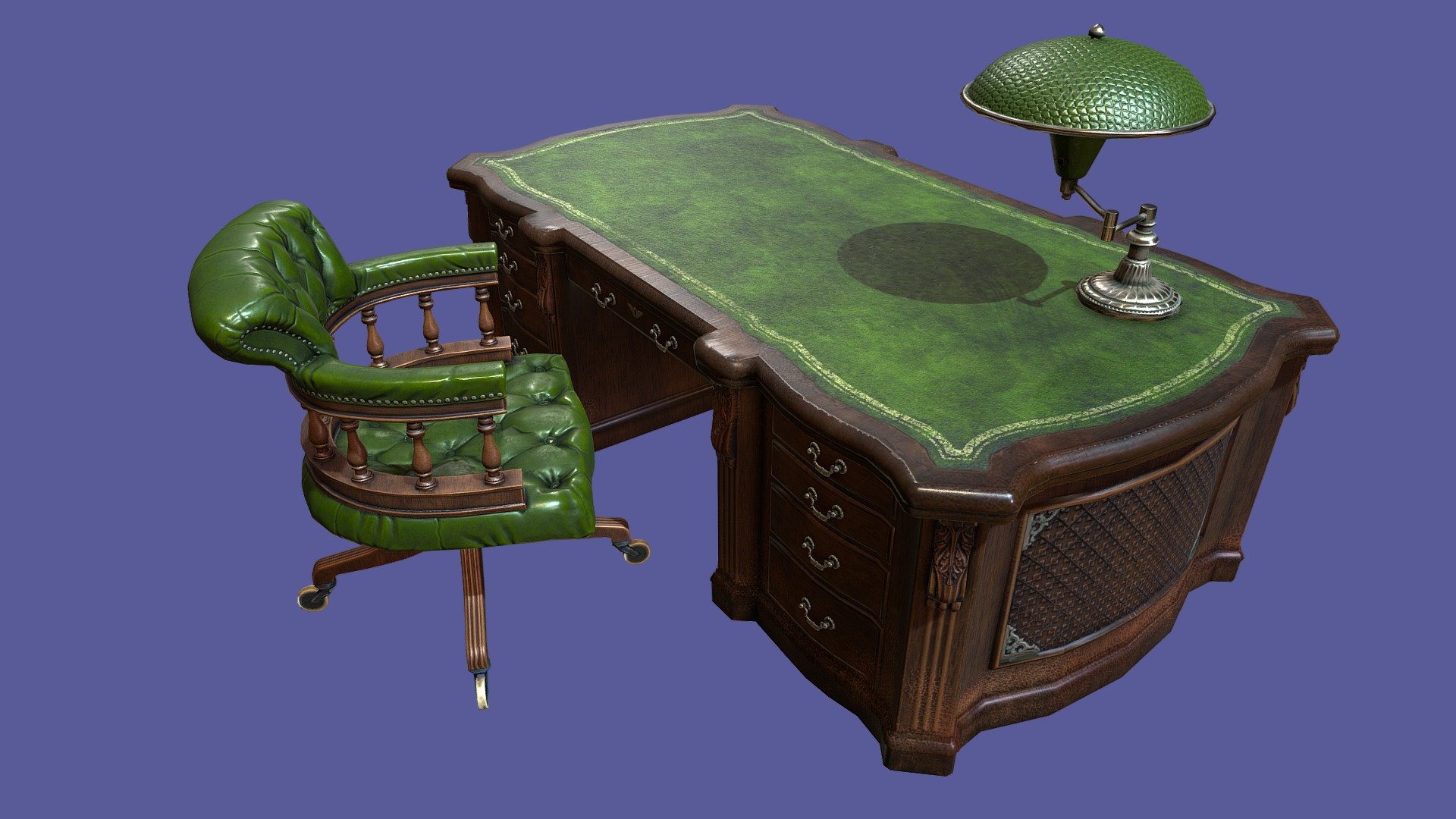 Vintage noir office low poly desk - Buy Royalty Free 3D model by glenfx ...