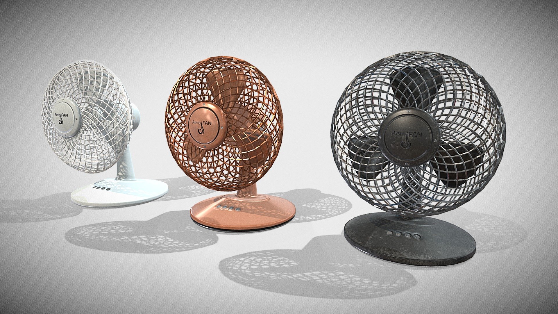 Desk fan trio - Buy Royalty Free 3D model by Sousinho [deb3f55 ...