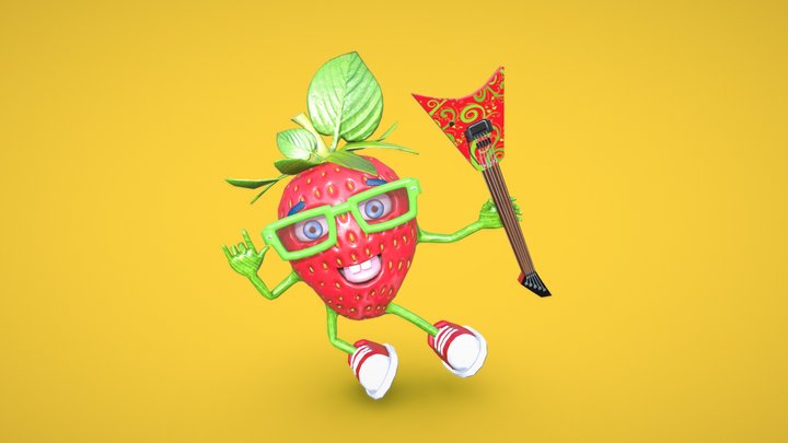 Low-poly-strawberry 3D models - Sketchfab