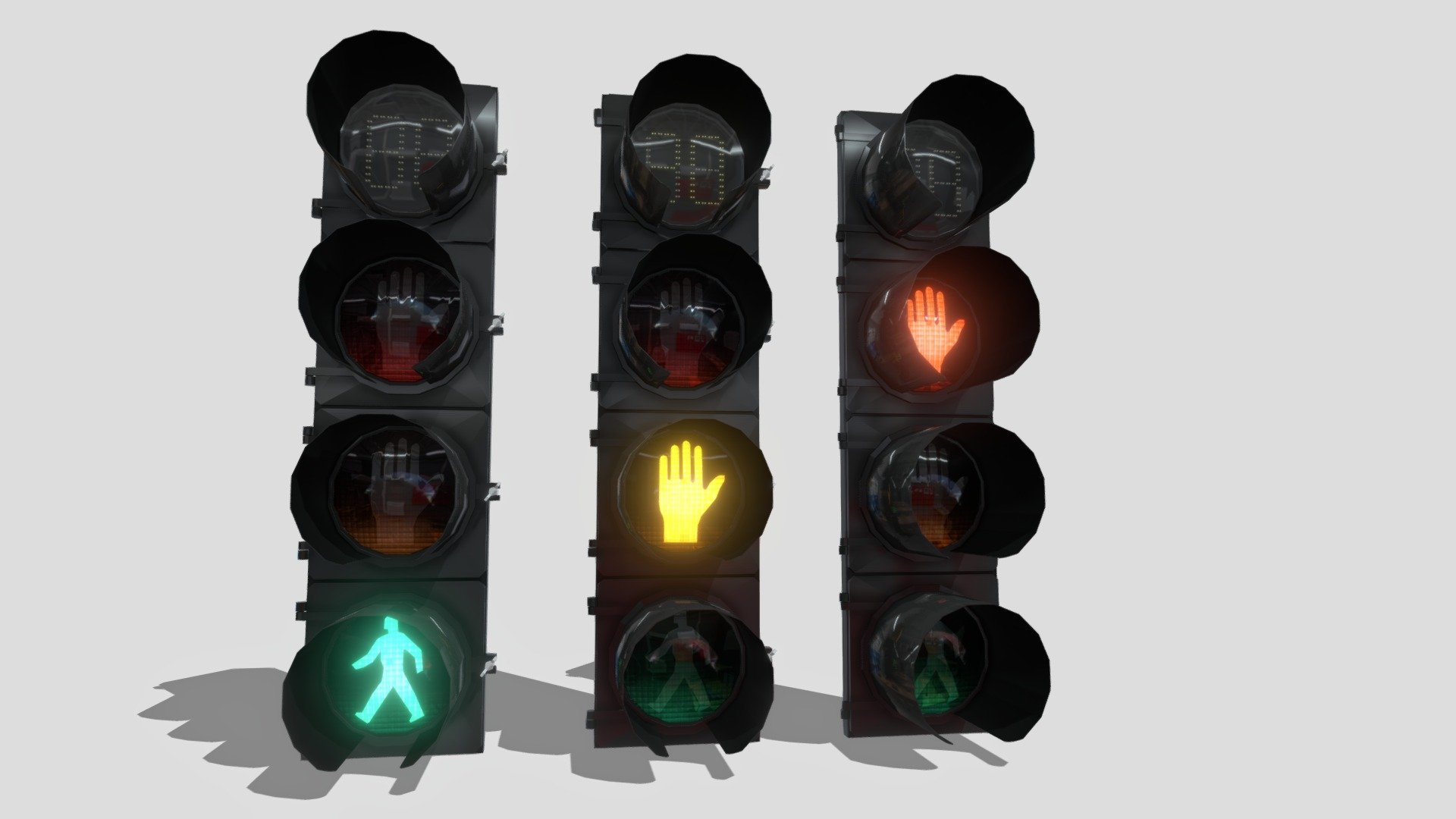 8-Inch 4-sect Pedestrian Signal set w/ Timers - 3D model by ...