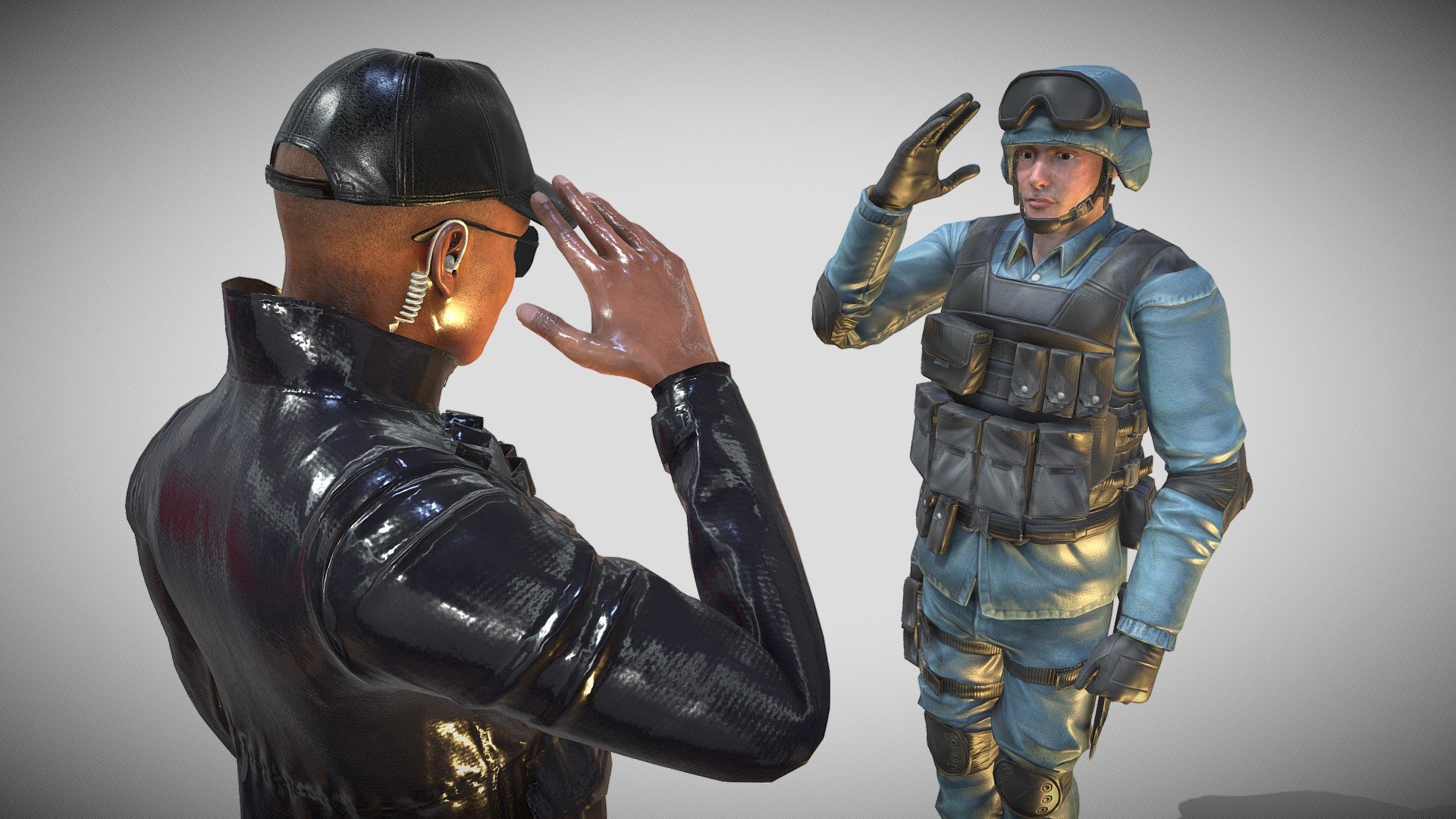 Animated Army Characters Military Salute Loop - 3D model by ...