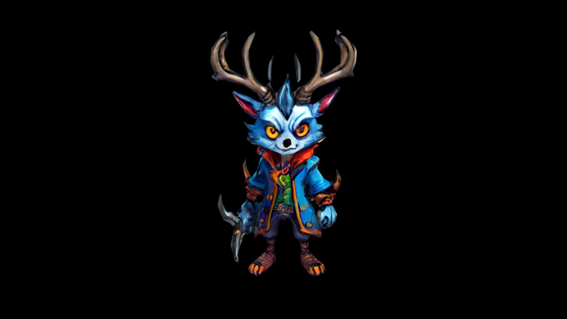 An intricate character illustration of a blue-fu - Download Free 3D ...