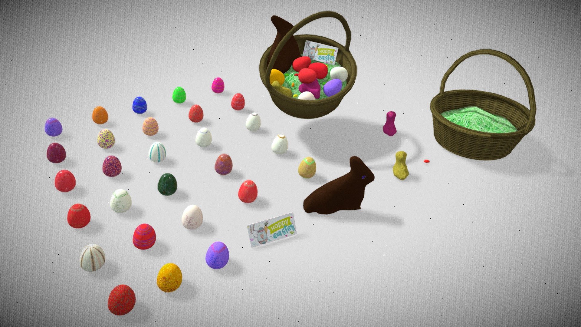 Easter Basket and Accesories - Buy Royalty Free 3D model by Primordial ...