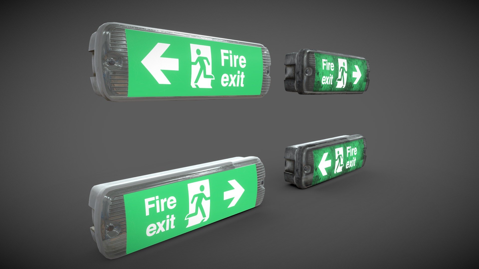 Fire exit signs - Buy Royalty Free 3D model by Sousinho [ded51fa ...