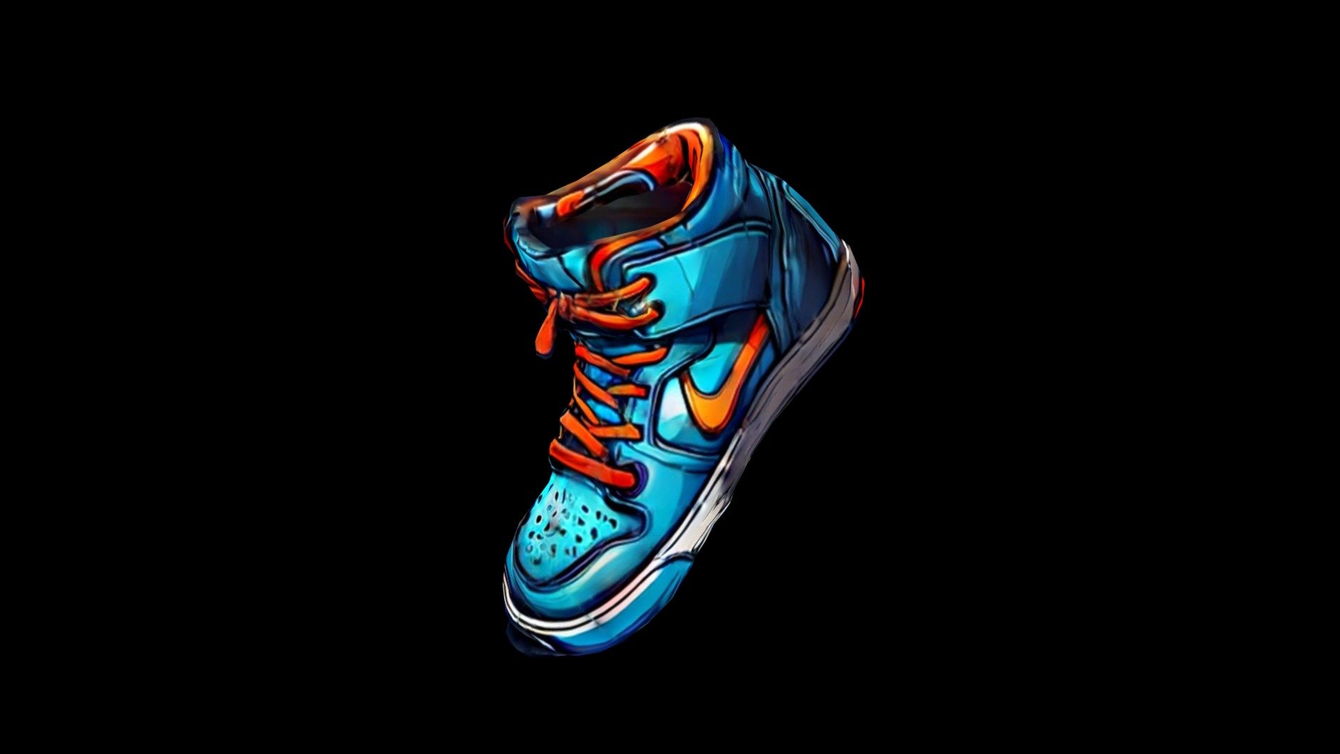 A cartoon image of a Nike shoe with orange laces - Download Free 3D ...