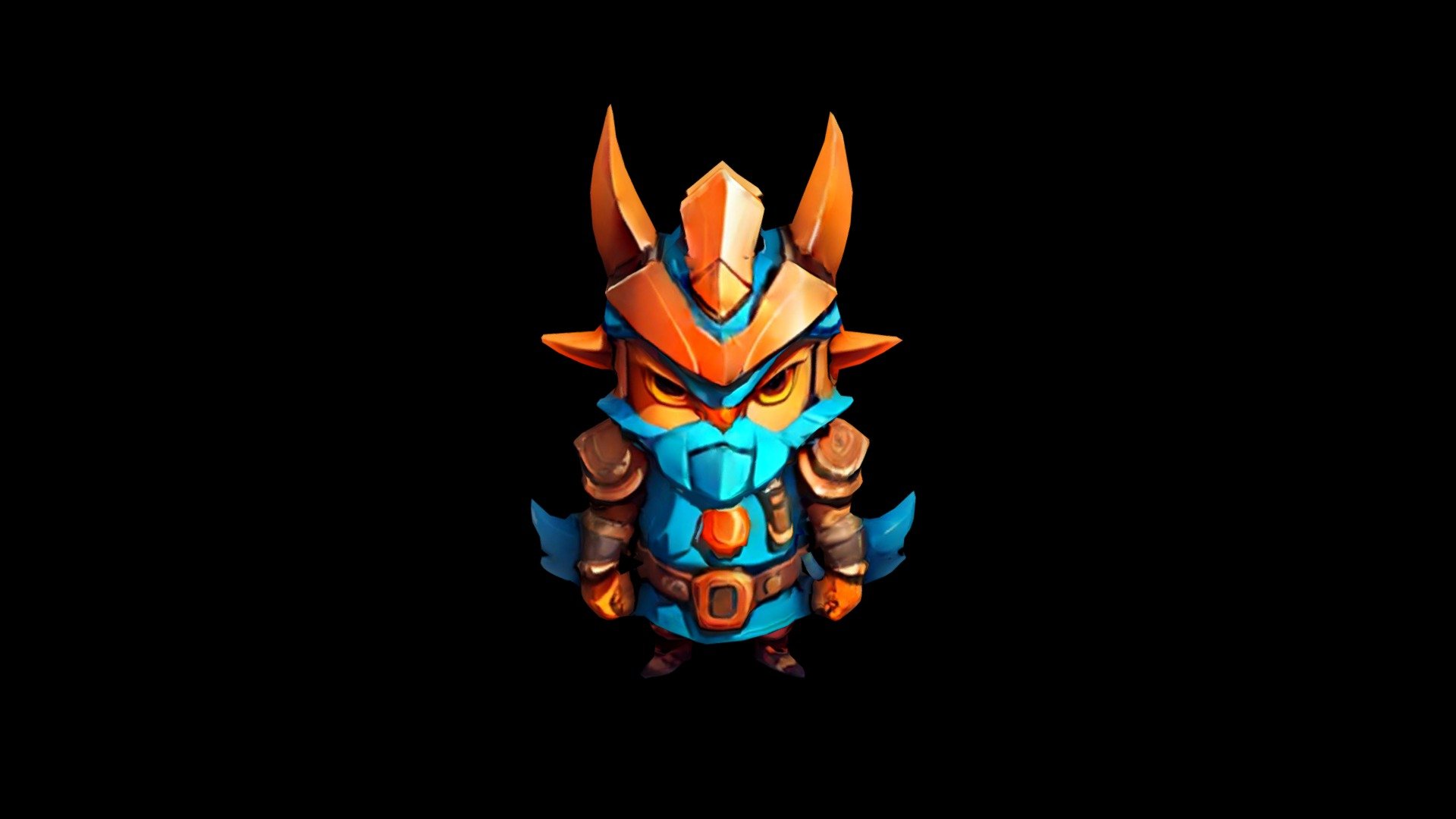An angry-looking blue and orange character with - Download Free 3D ...
