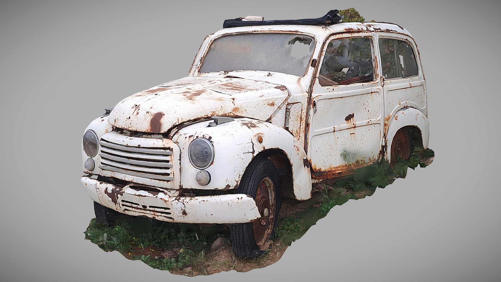 Old white heavily decayed car - Buy Royalty Free 3D model by Оrрндп ЯТG ...