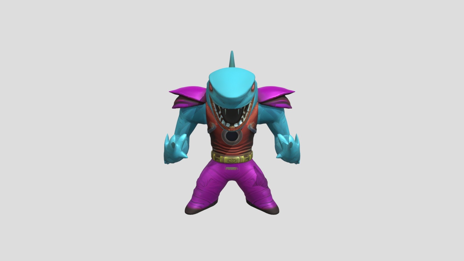 Cyborg shark humanoid wearing clothing - 3D model by luis.ortiz2012 ...