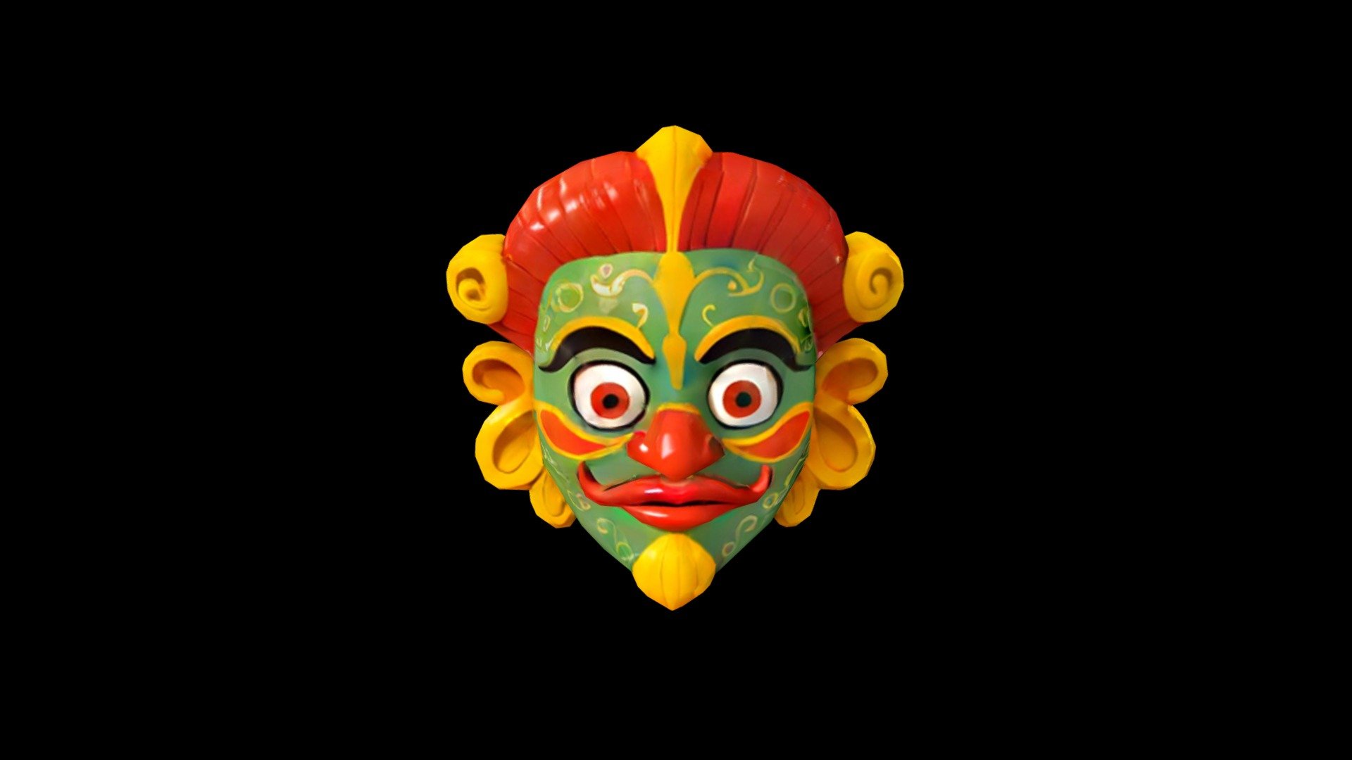 A colorful mask with green, red, yellow, and ora - Download Free 3D ...