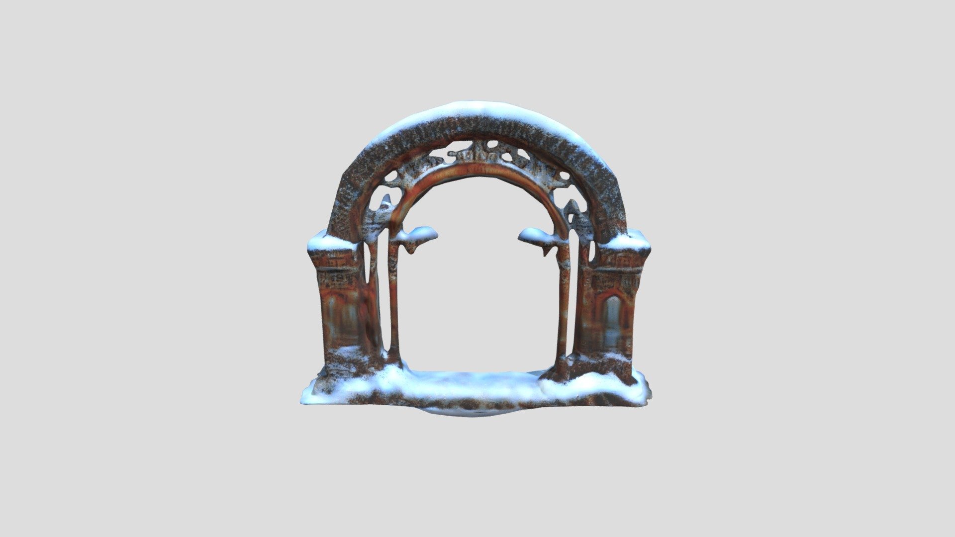 An Ornate Iron Arch With Snow (1) L - Download Free 3D model by ...