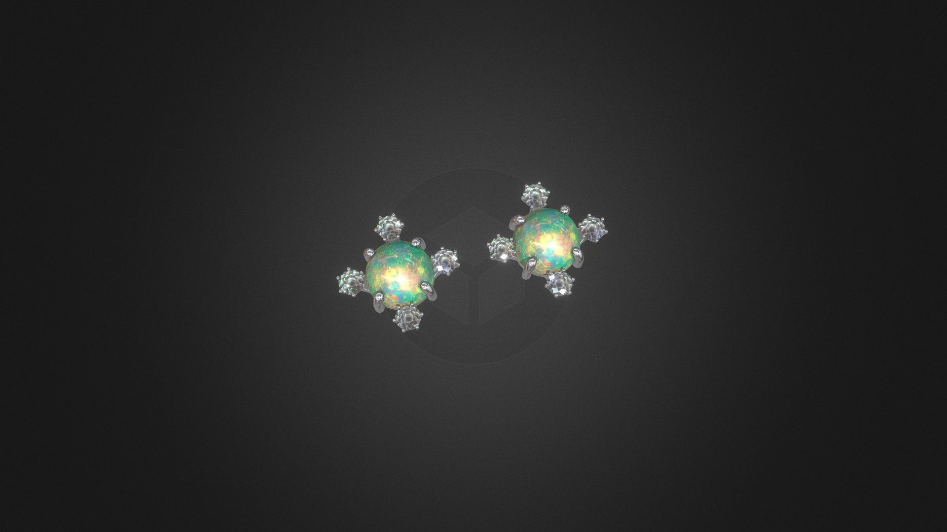 Stud earrings (opal) - 3D model by ilyak (@ilyaka) [df37955] - Sketchfab