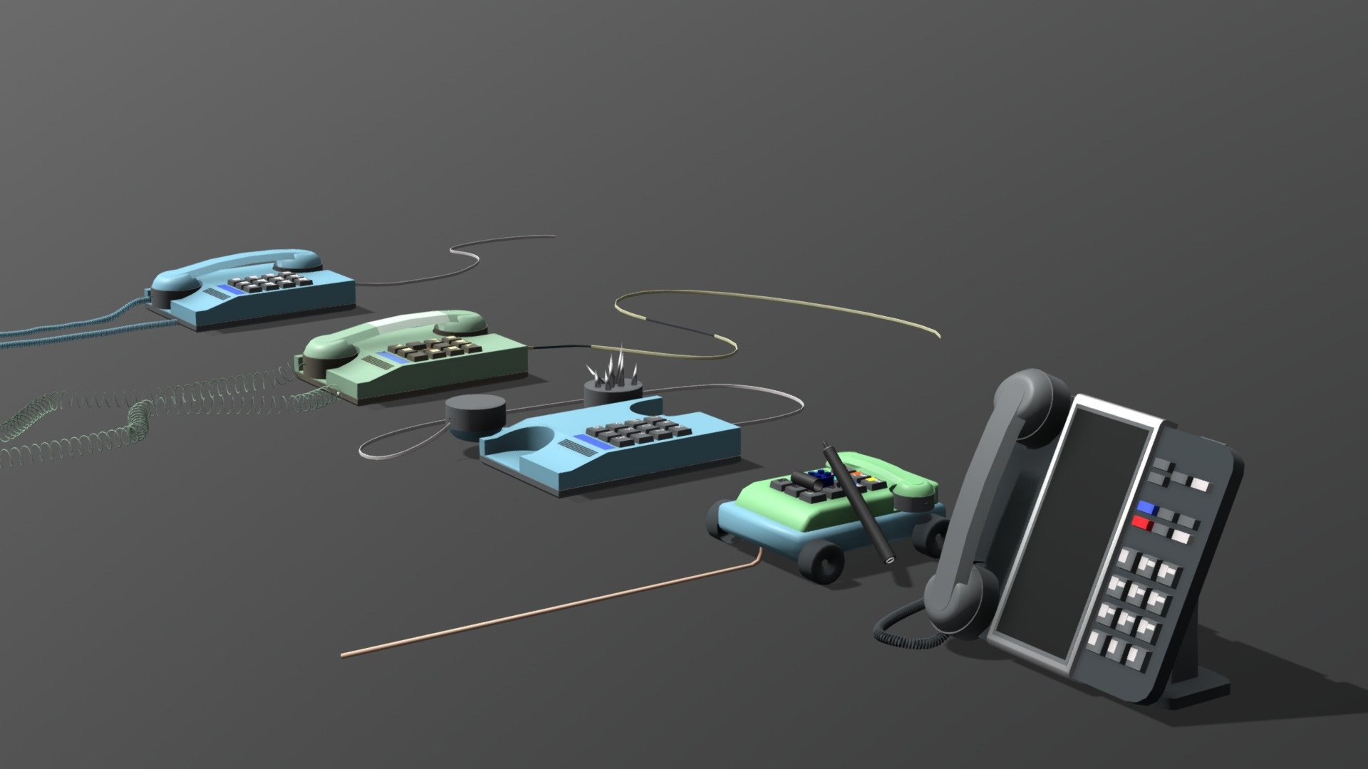 5 telephones - Download Free 3D model by Michael Tallpost (@33v1 ...
