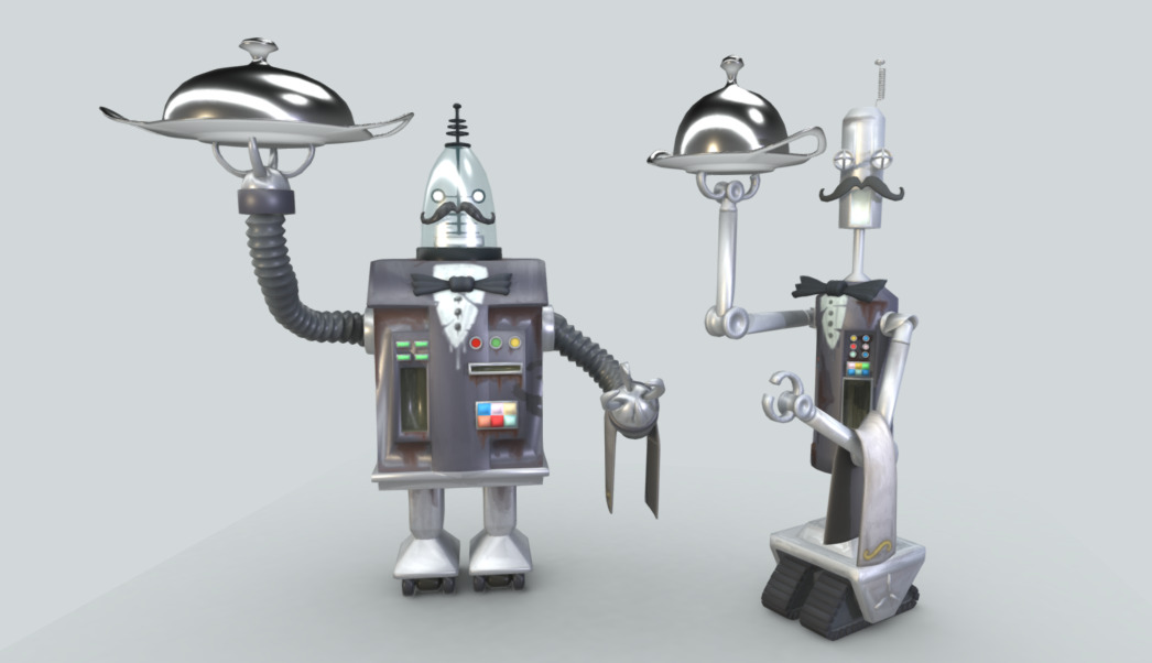 Robot butlers - 3D model by rdmdanimation [df3a6f5] - Sketchfab