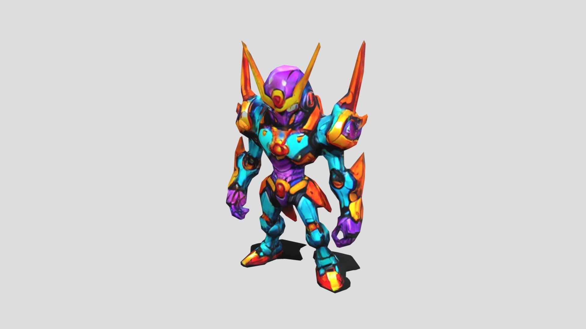 Colorful robot with purple and blue armor, stand - Download Free 3D ...