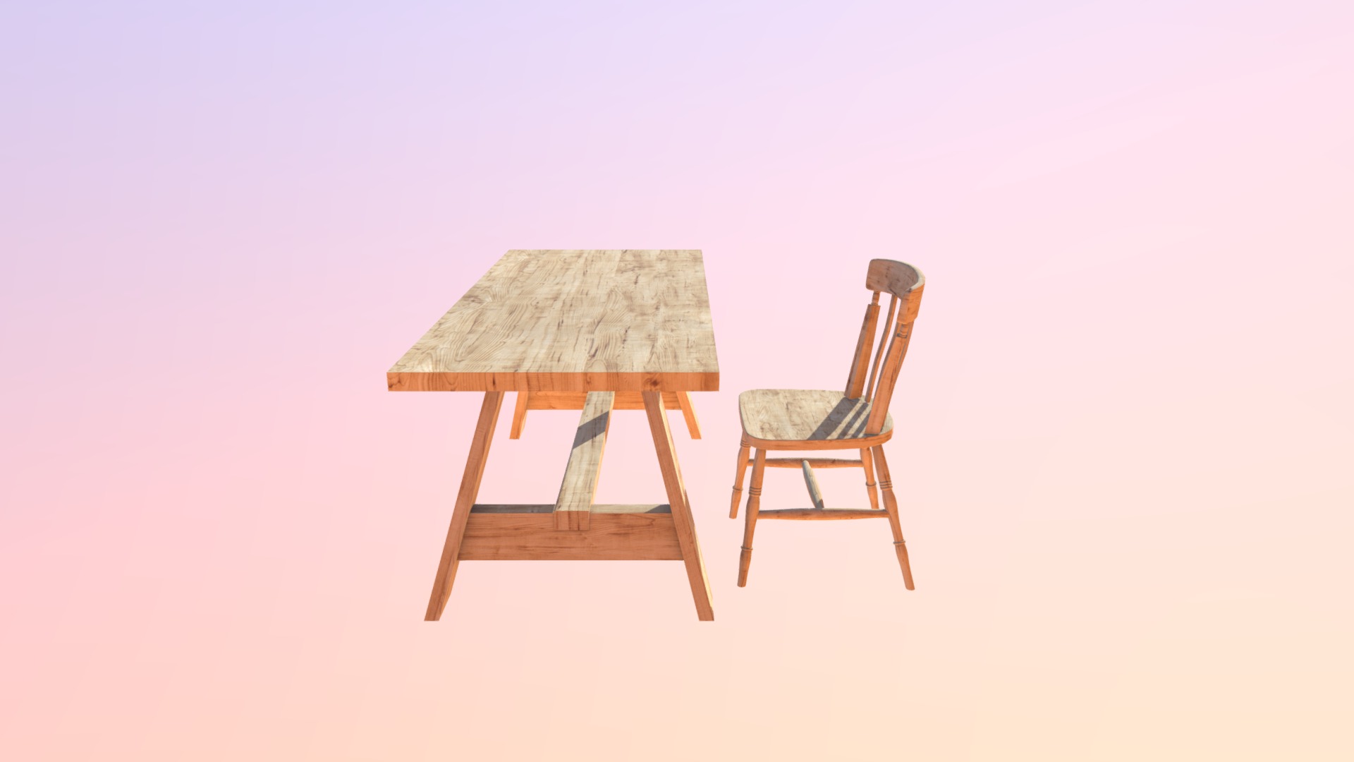 Wooden Table set Example - 3D model by 123Dmodel [df456ef] - Sketchfab