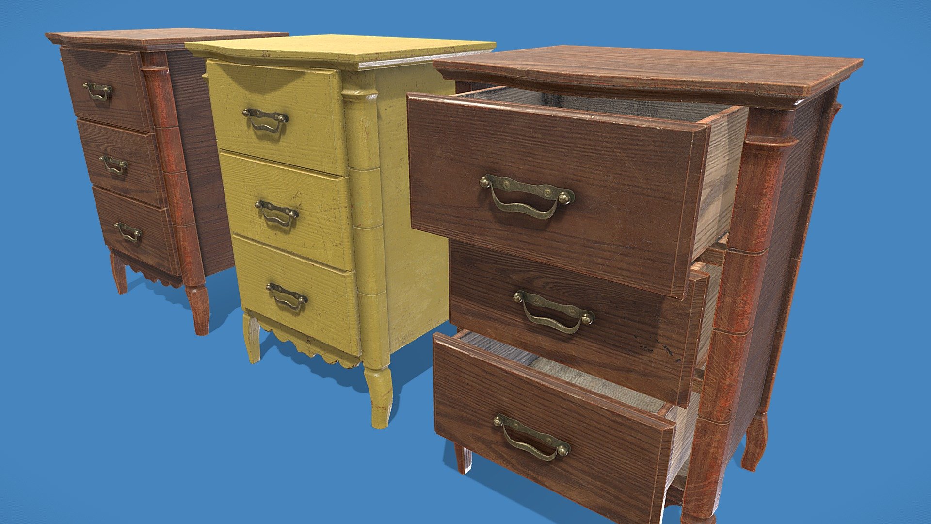Simple Wooden Drawer Tables Type B - Download Free 3D model by Mad ...