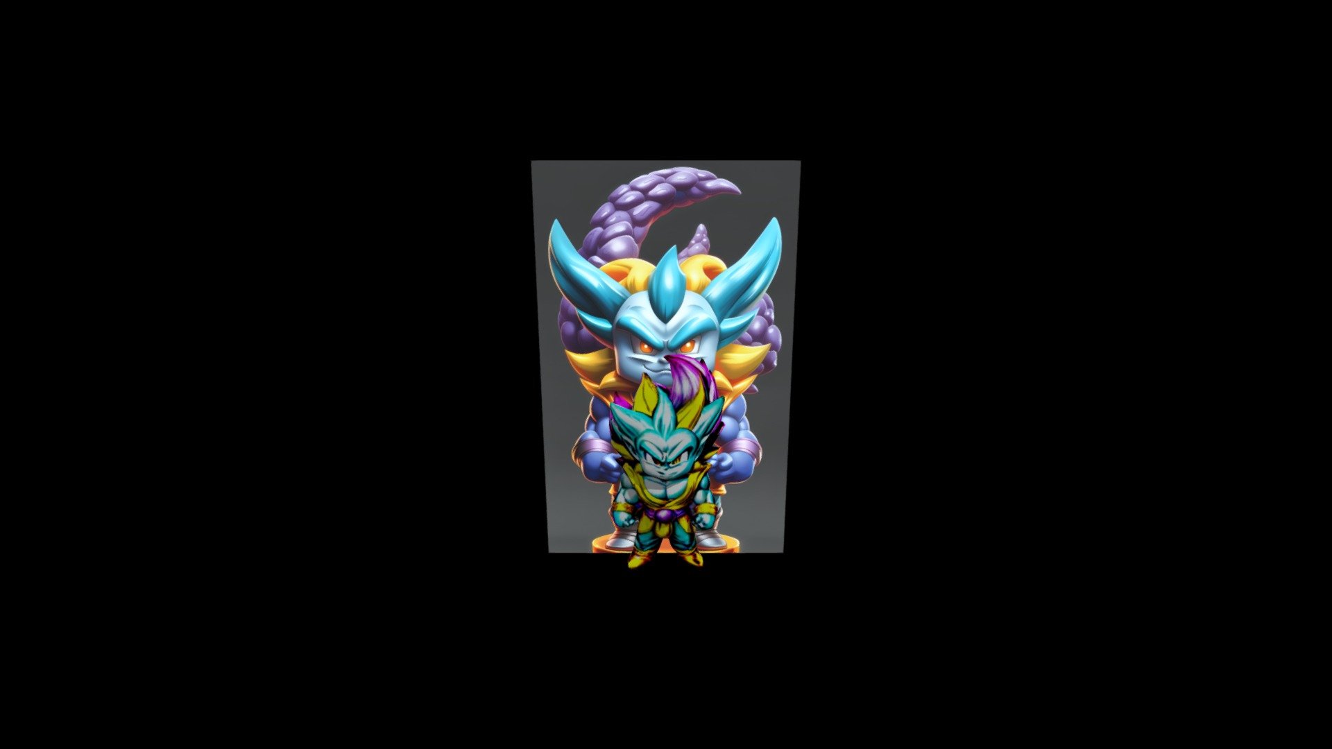 "Blue and purple cartoon character with horns a - Download Free 3D ...