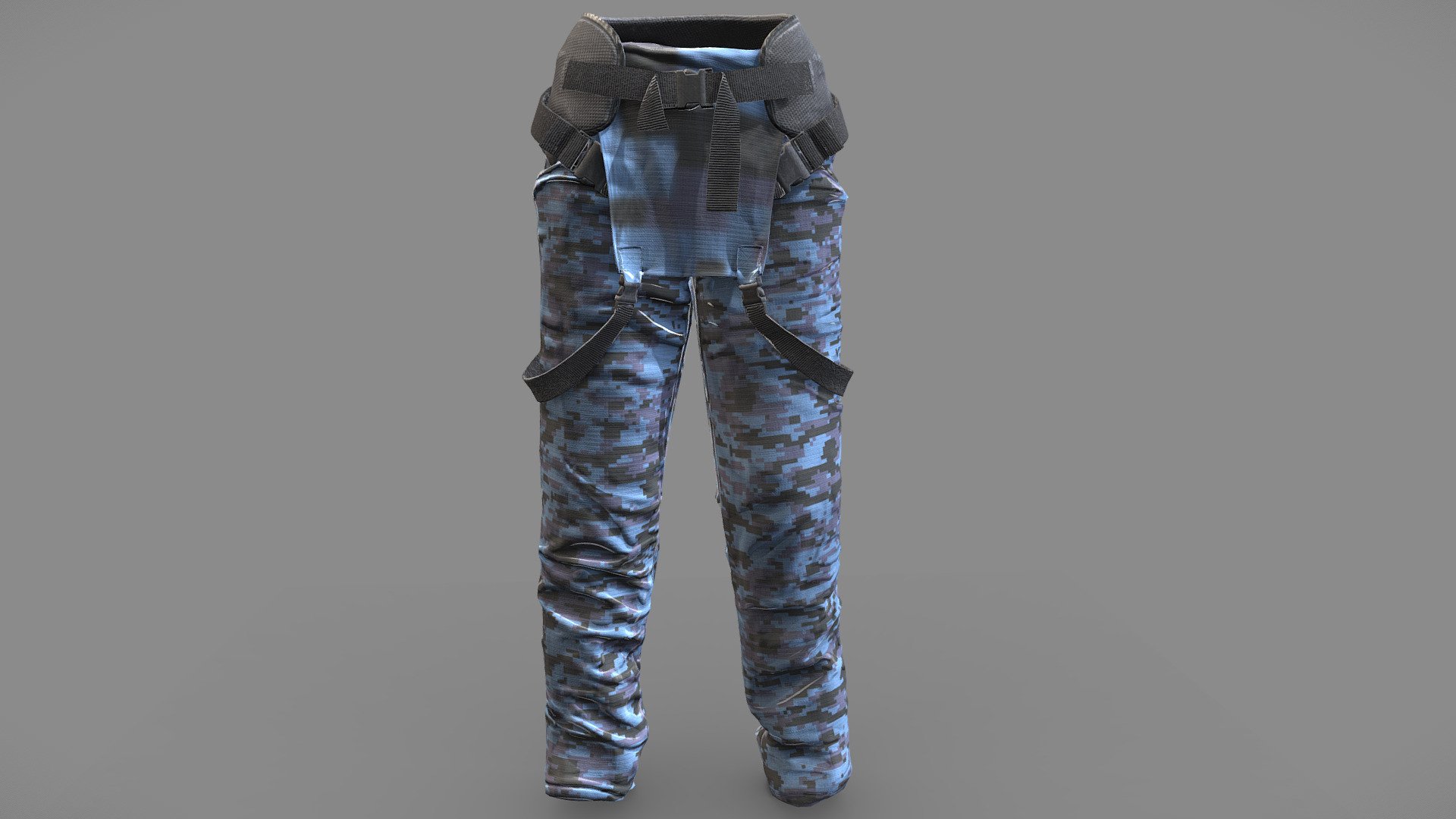Female Blue Camo Rolled Down Overalls - Buy Royalty Free 3D model by ...