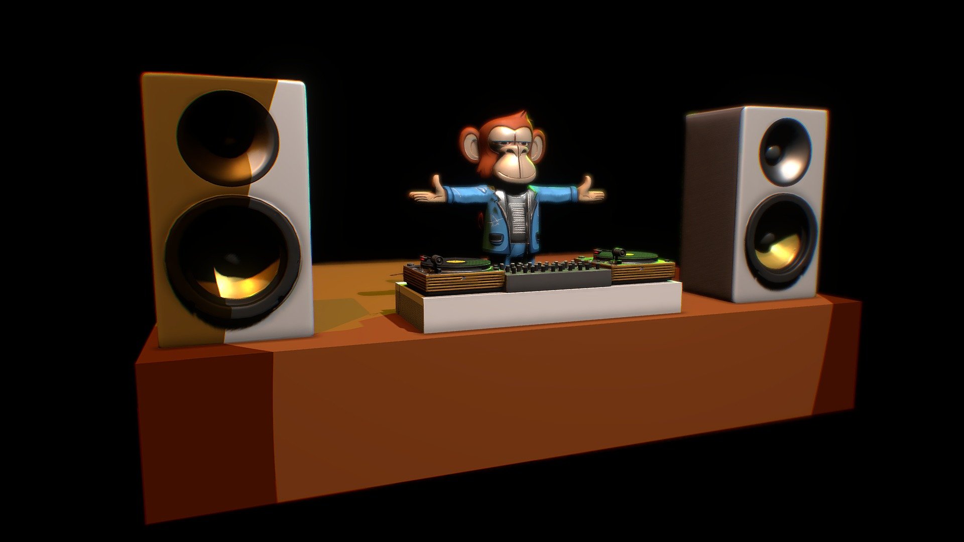 Monkey DJ (Animated) - Download Free 3D model by Jungle Jim (@jungle ...
