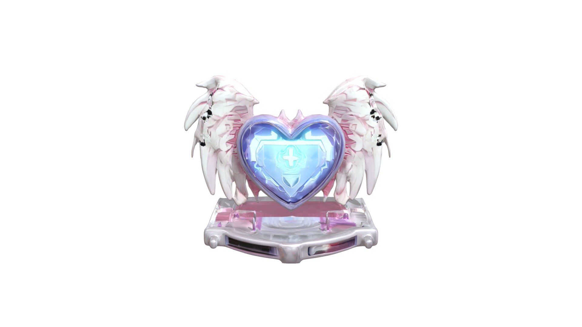 Heart-shaped mechanical device with angel wings - 3D model by ...