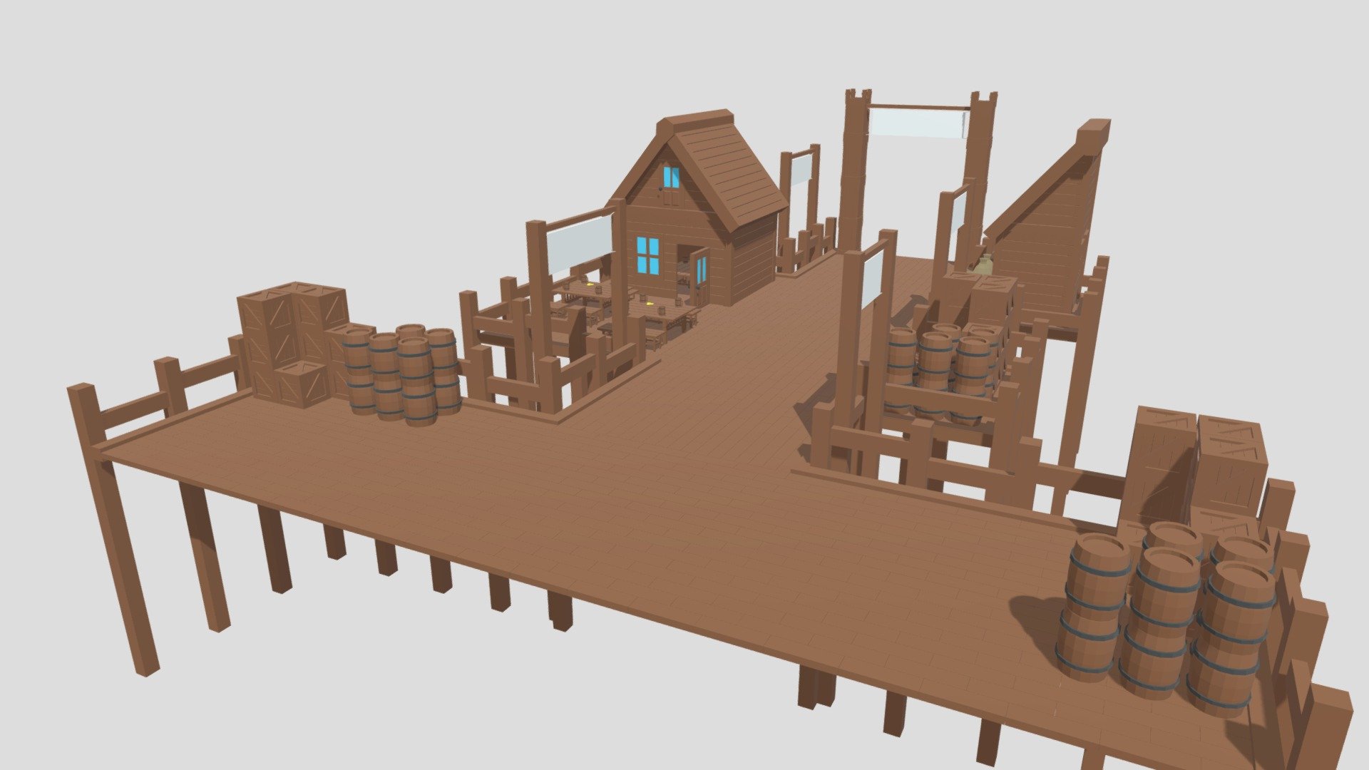 Cartoon Medieval Port and Props - Buy Royalty Free 3D model by Philip ...