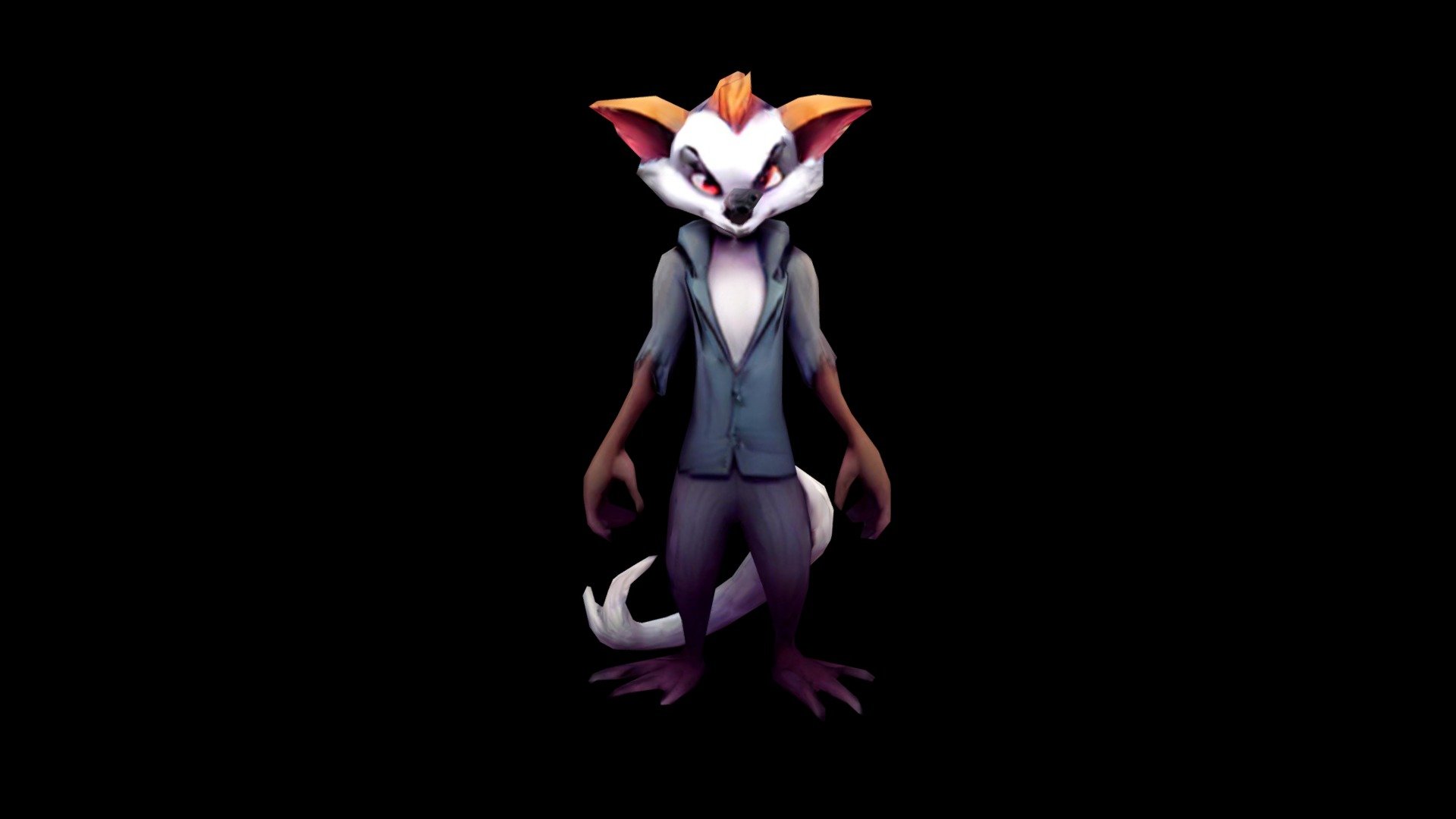 A menacing cartoon fox wearing a grey suit and s - Download Free 3D ...