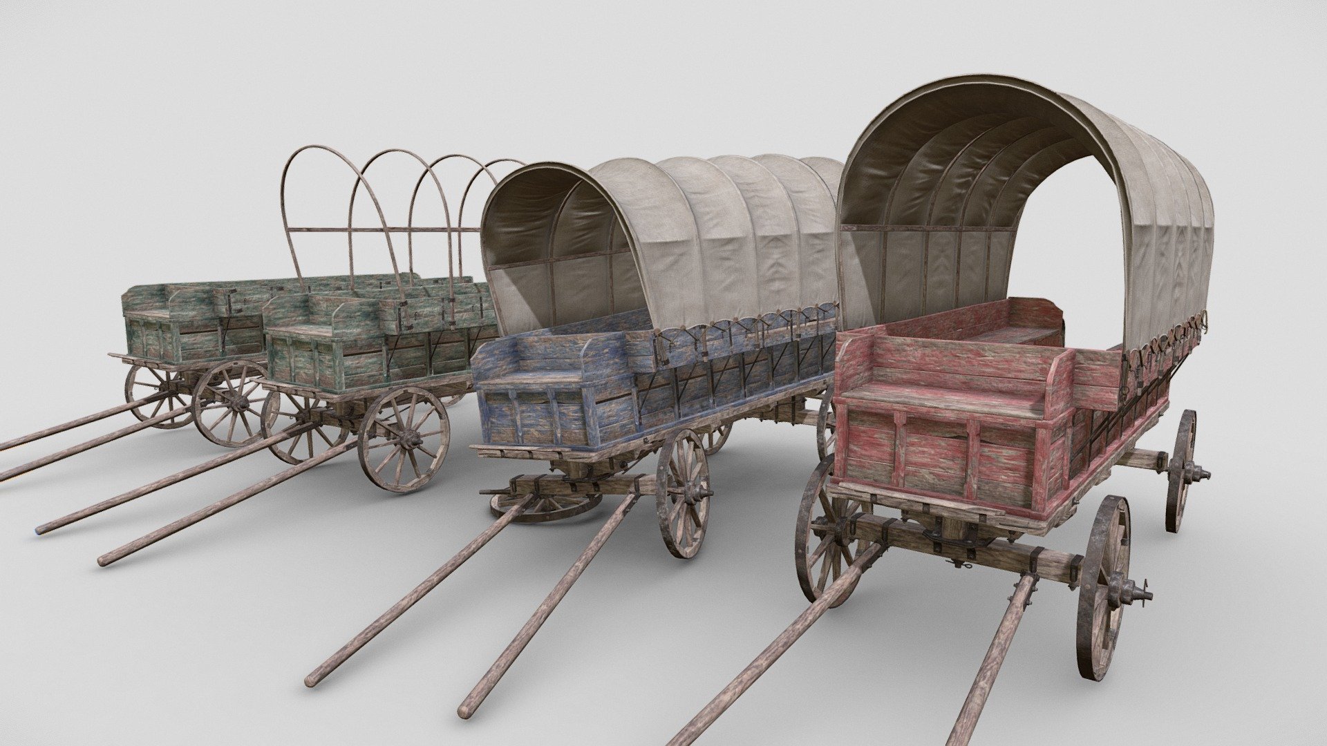 Wooden Medieval Carriage PBR Game Ready - 3D model by en3my71 [dfdfd7d ...