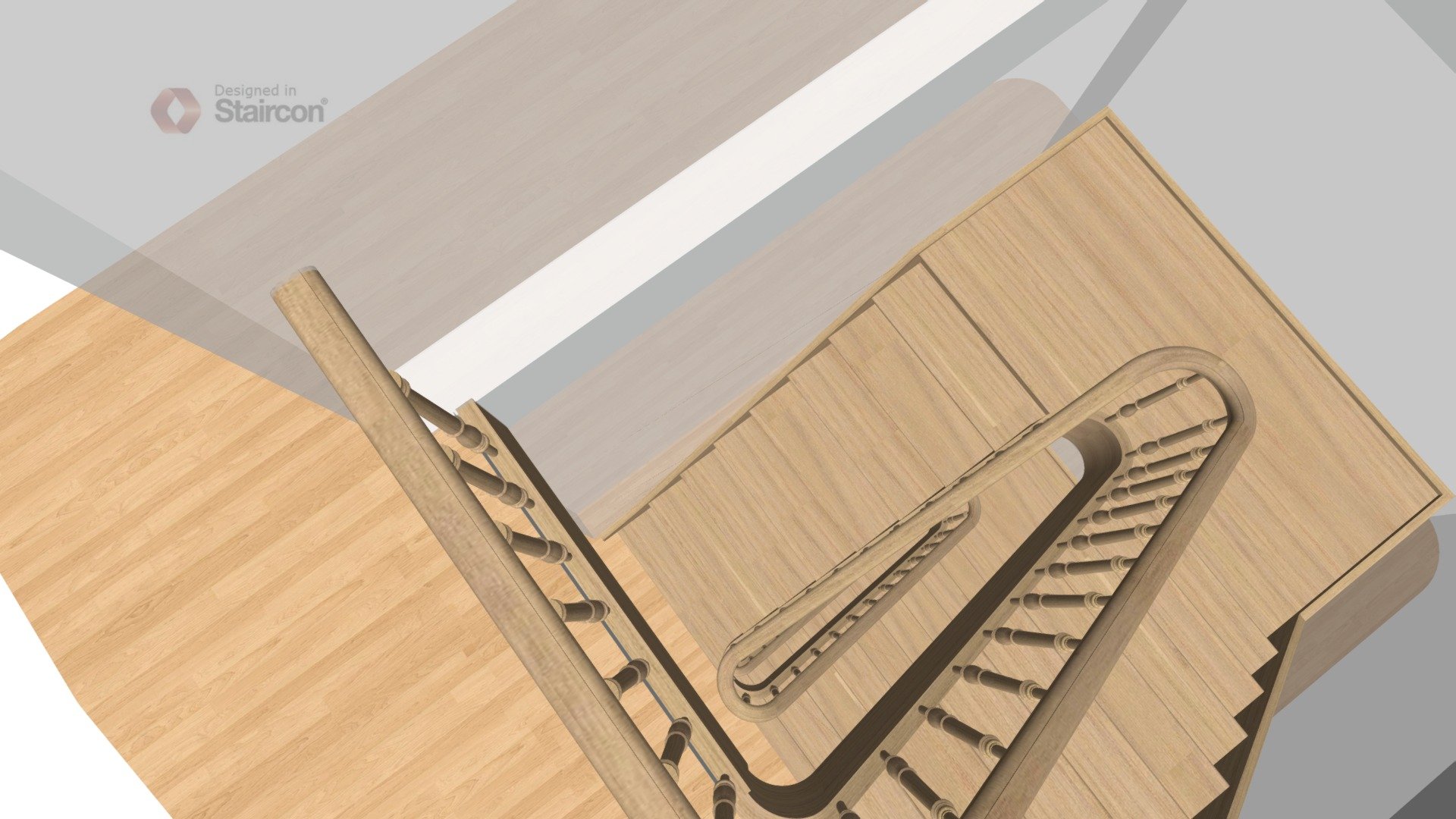 Stair with landings and continuous handrail - 3D model by Staircon ...