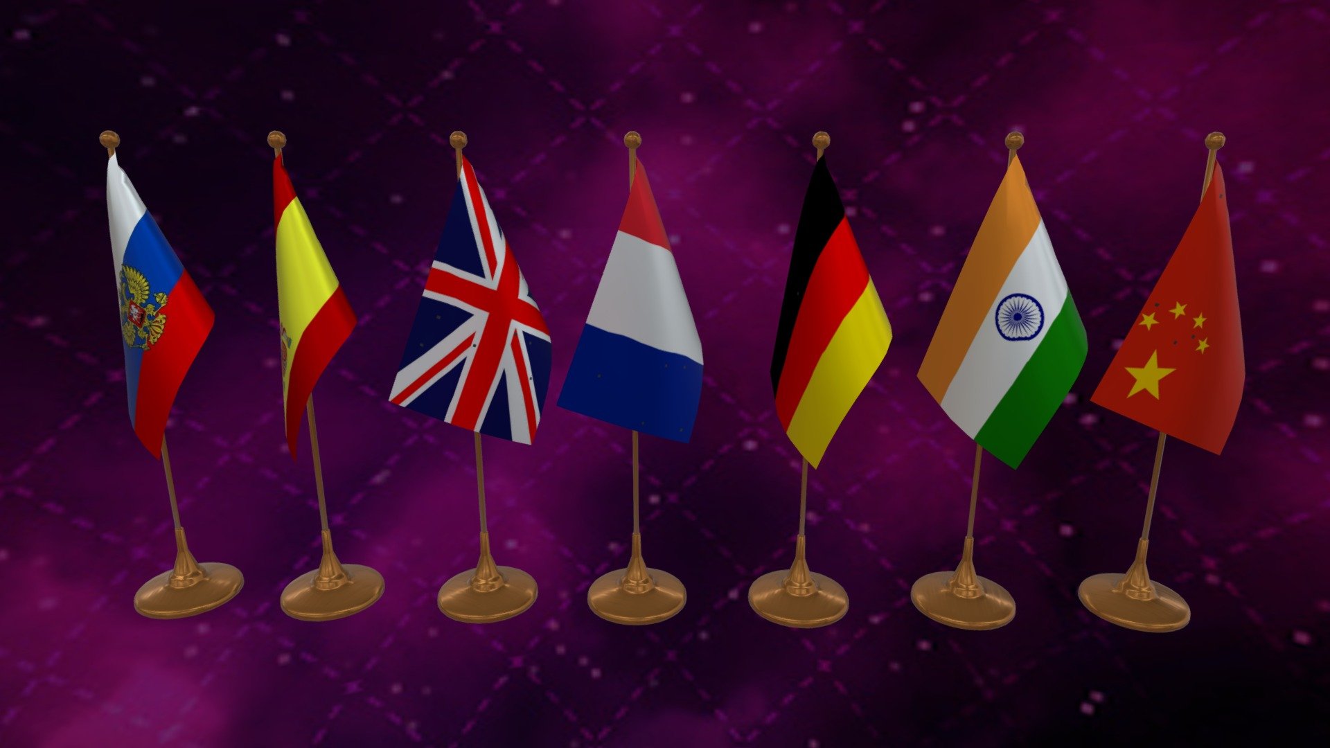 Desk Flag Pack FREE Low Poly - Download Free 3D model by ...