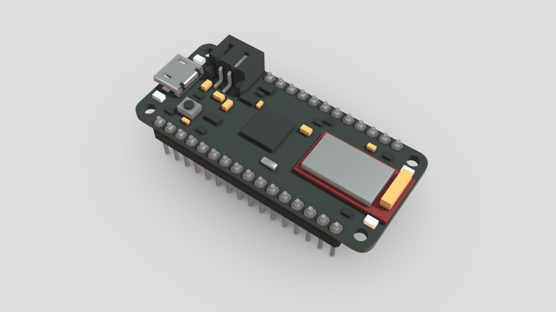 Adafruit Feather 32u4 Bluefruit LE - Download Free 3D model by Jamie ...