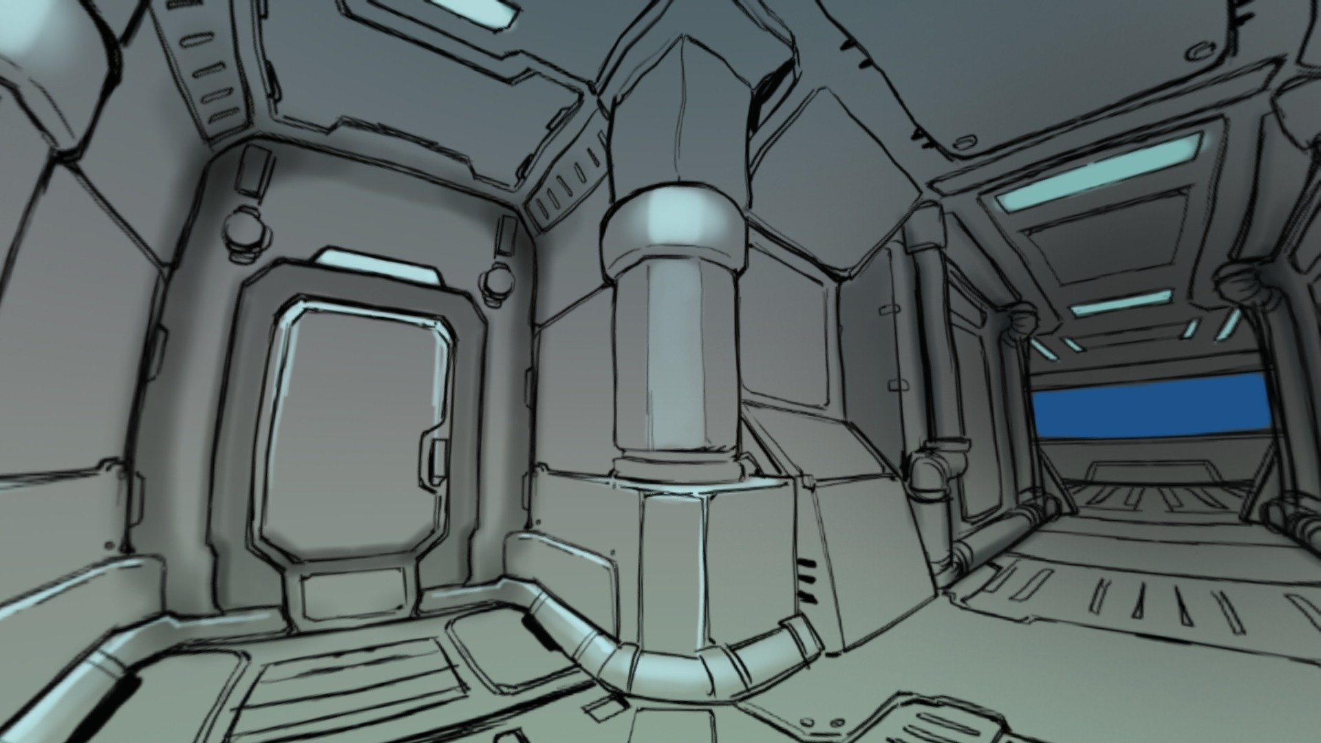360 panorama sci fi corridor - 3D model by Victor Estivador (@VictorEstivador) [dff9093] - Sketchfab