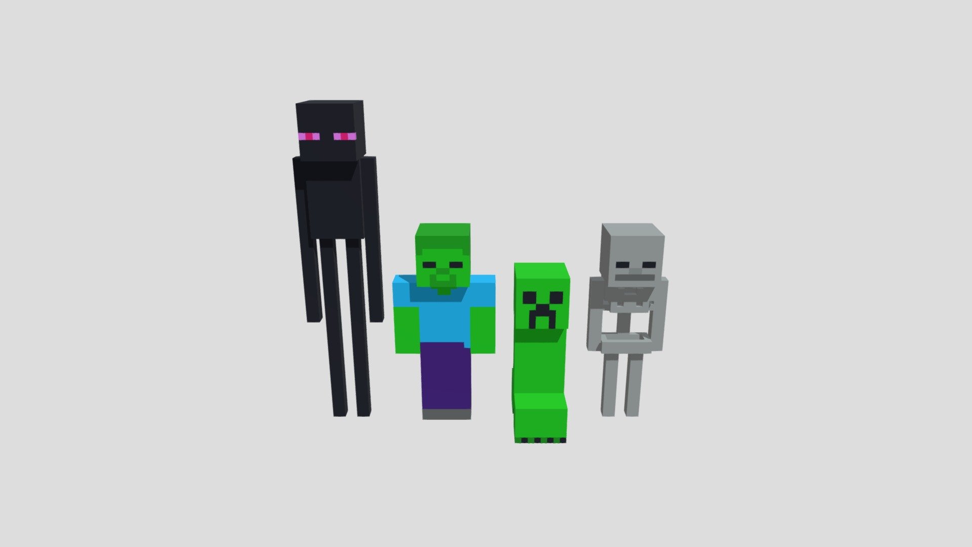zombie skeleton enderman crepeer - Download Free 3D model by minecraft ...