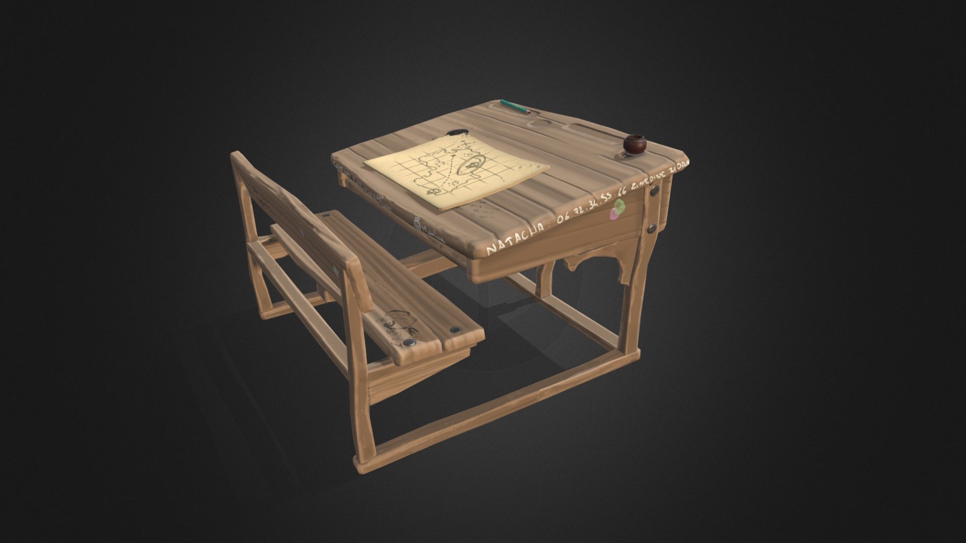 School desk - 3D model by ThomasRiehl [e006671] - Sketchfab