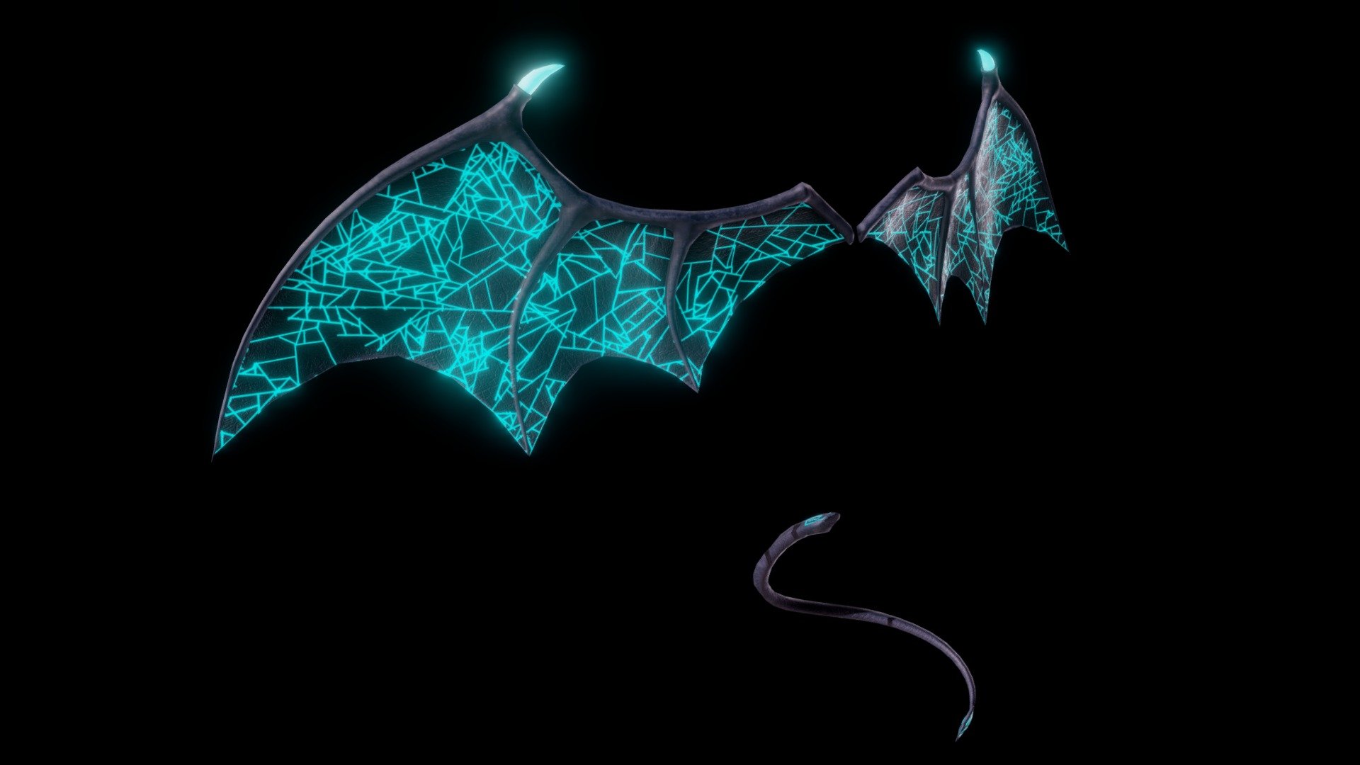 Demon Cyber Wings and Tail Low-Poly - Buy Royalty Free 3D model by tran ...