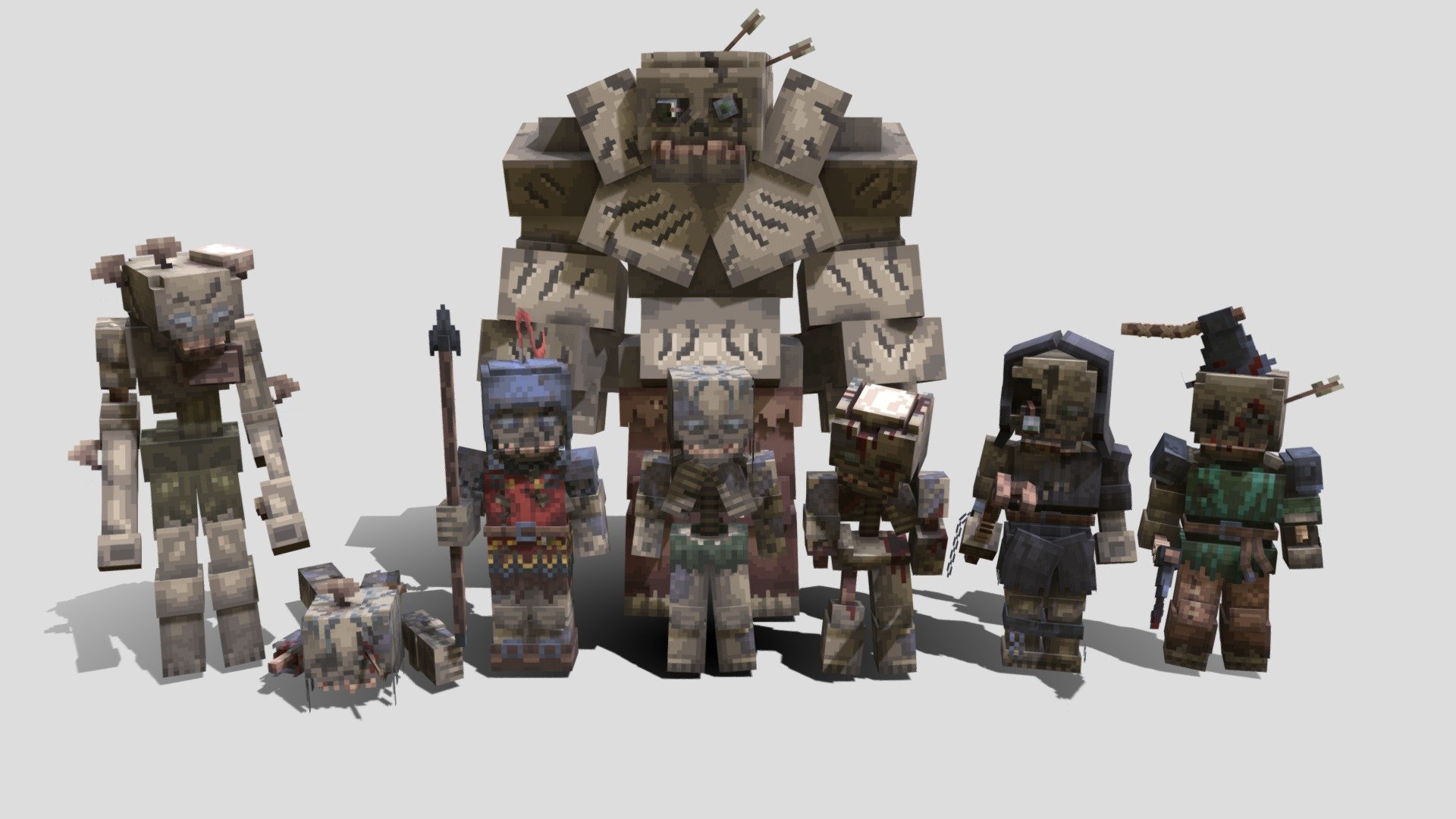 32x Zombies pack Minecraft rpg mobs #BlockBench - 3D model by W ...