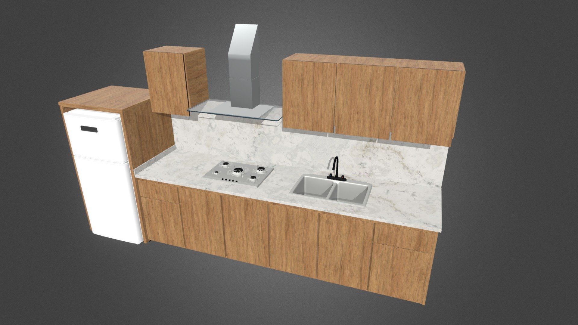 Kitchen (wood) - 3D model by SanglierCorse [e0241c9] - Sketchfab