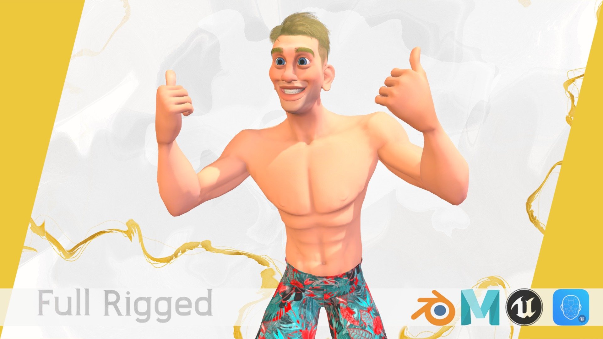 Cartoon Beach Summer Guy 3D Rigged - Buy Royalty Free 3D model by ...
