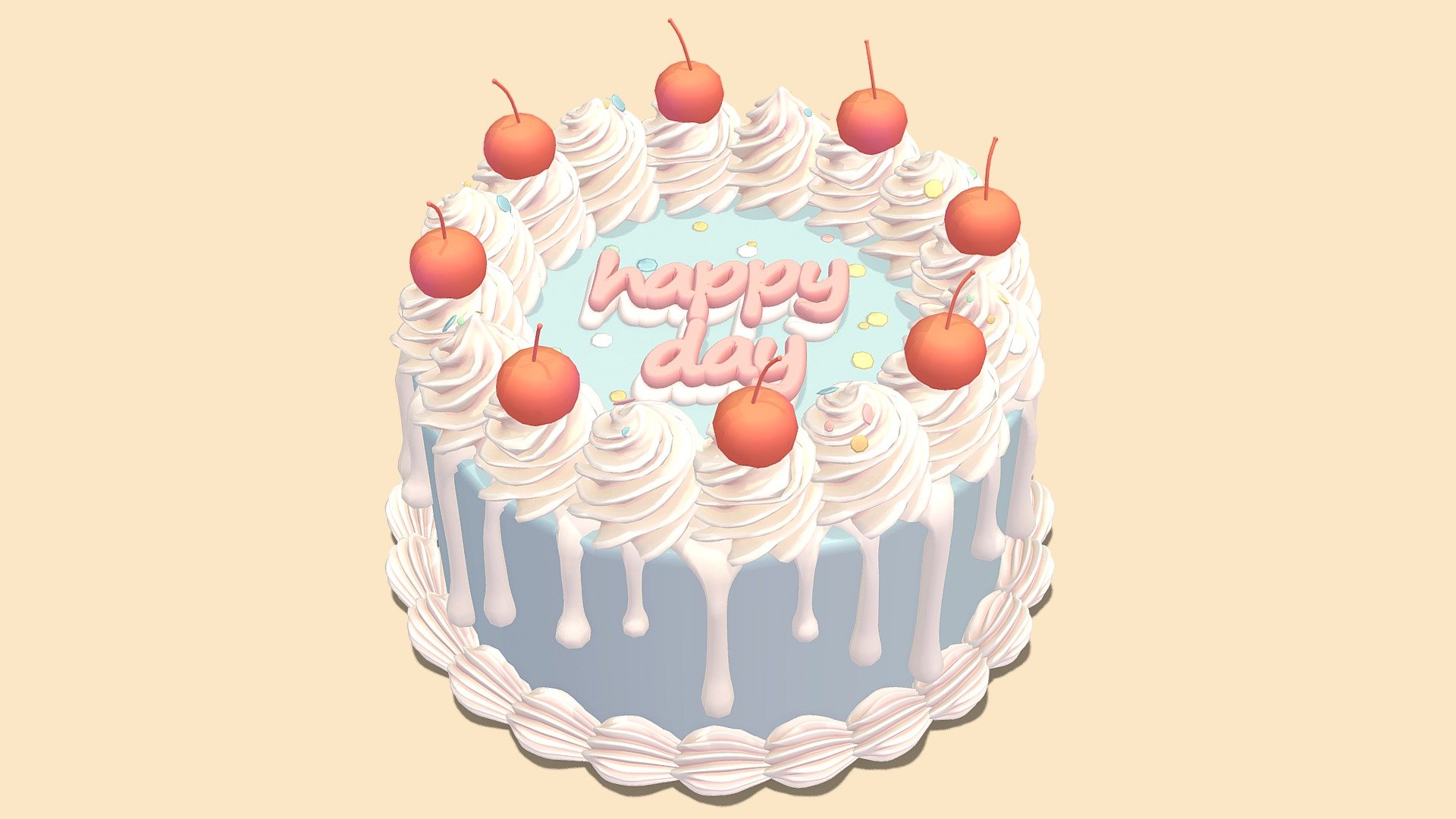 Stylized Blue Cherry Cake - Buy Royalty Free 3D model by IceCream Gan ...