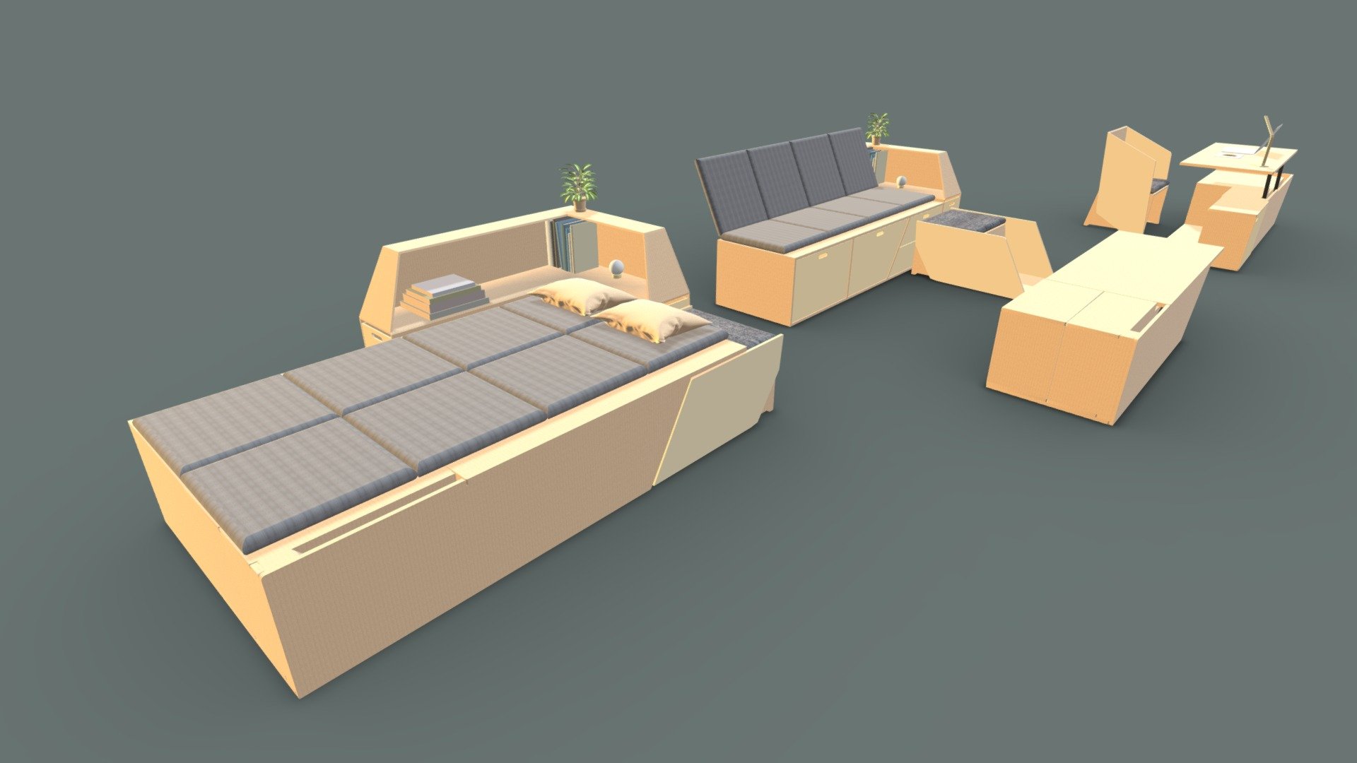 multifuntion bed - 3D model by thanhloc2001 [e02deb7] - Sketchfab
